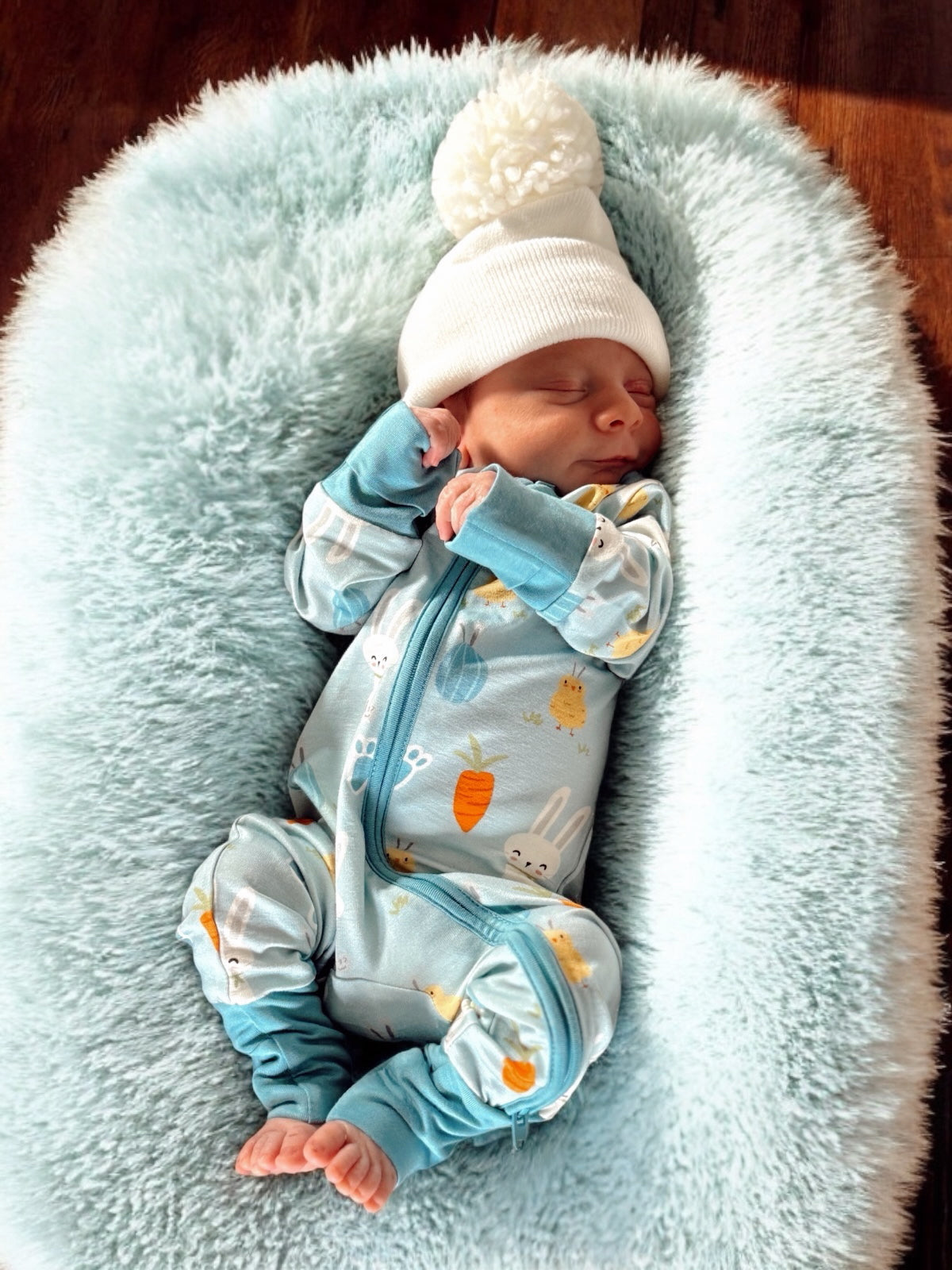 2-Way Convertible Zip Romper, Blue Easter Bunny - Borderfree