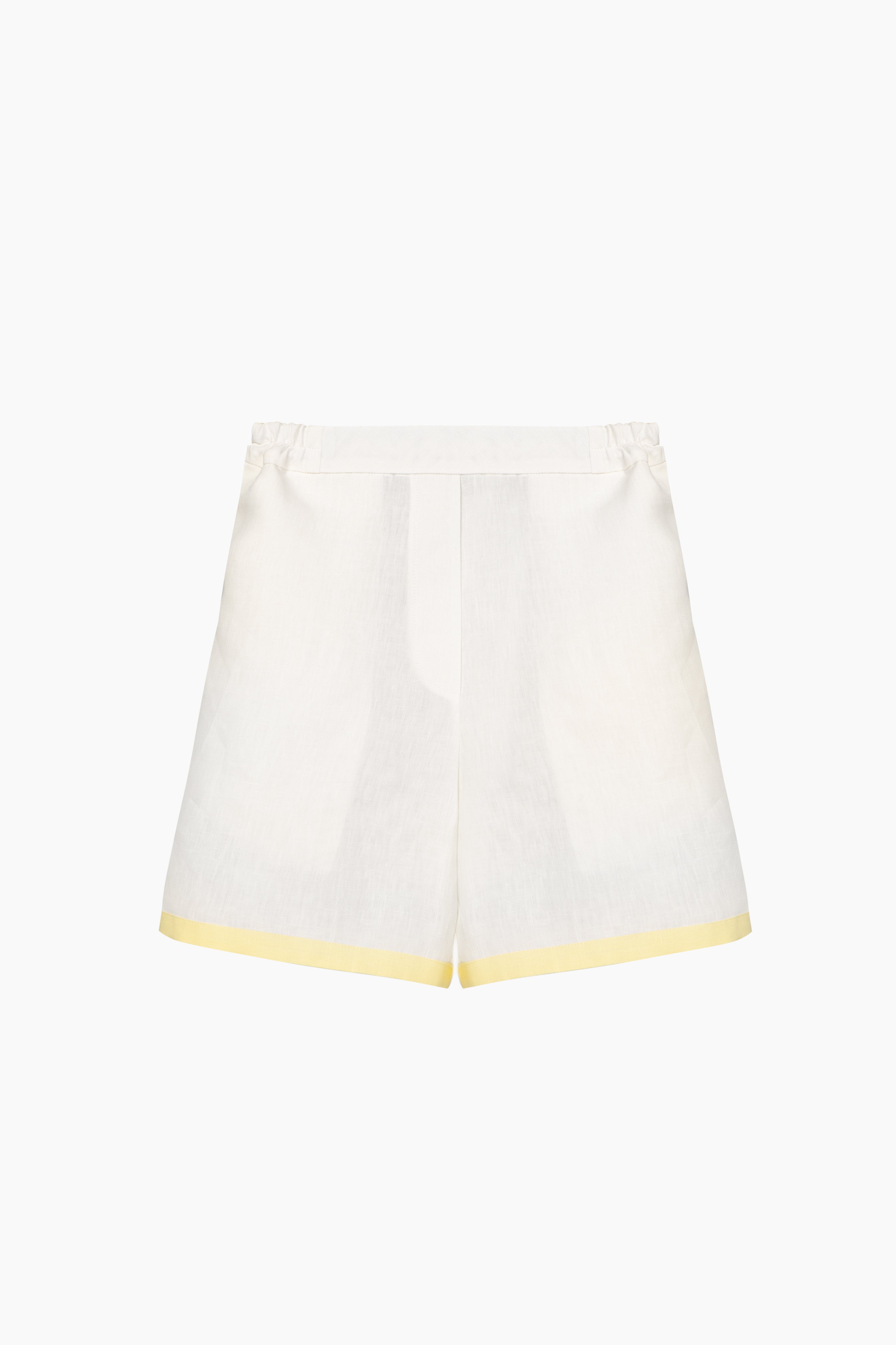 Garrick Embroidered Linen Shorts in Milk - Borderfree
