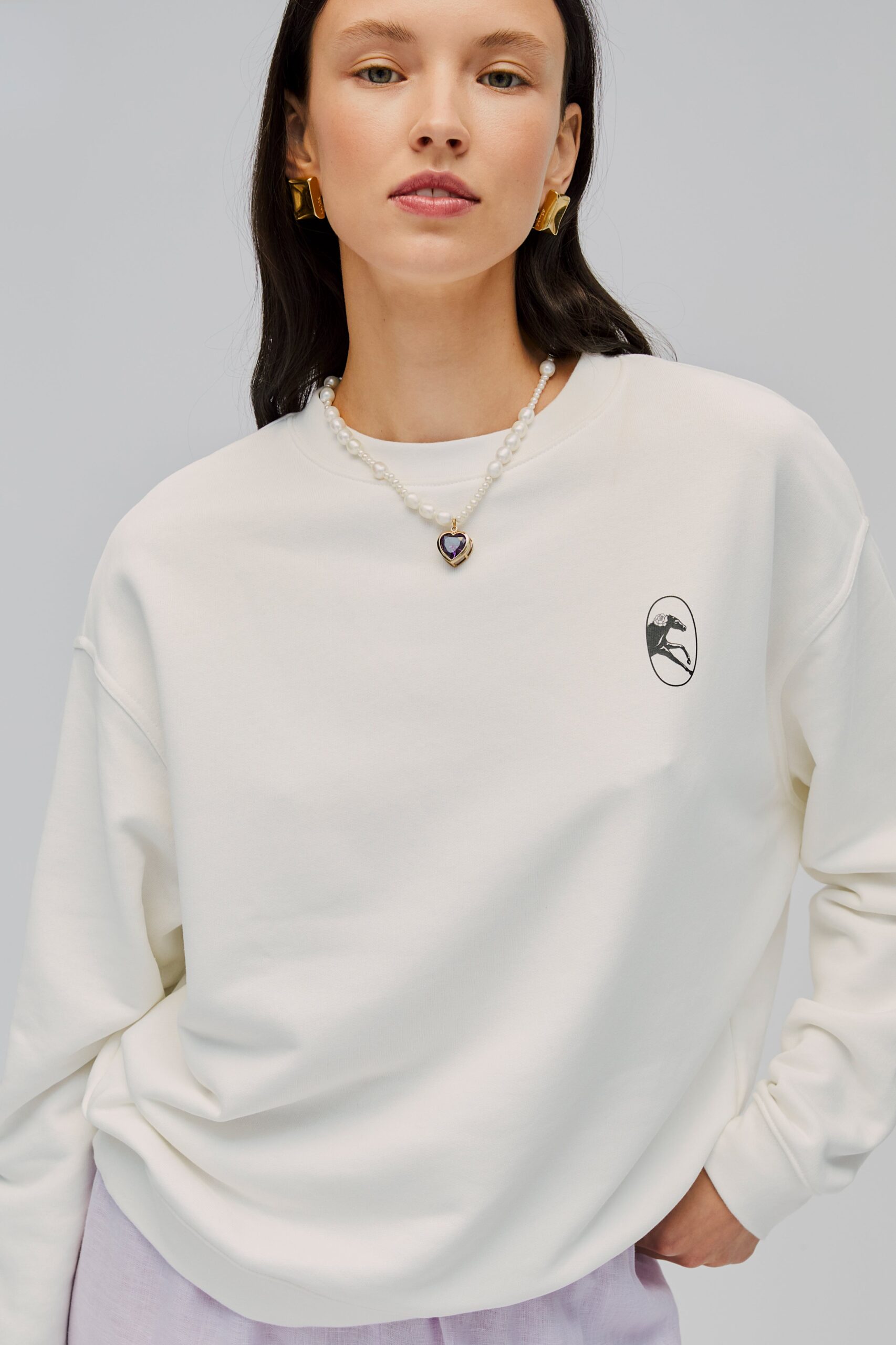 Relaxed Stretch-cotton Jersey Sweatshirt in Off-White - Borderfree