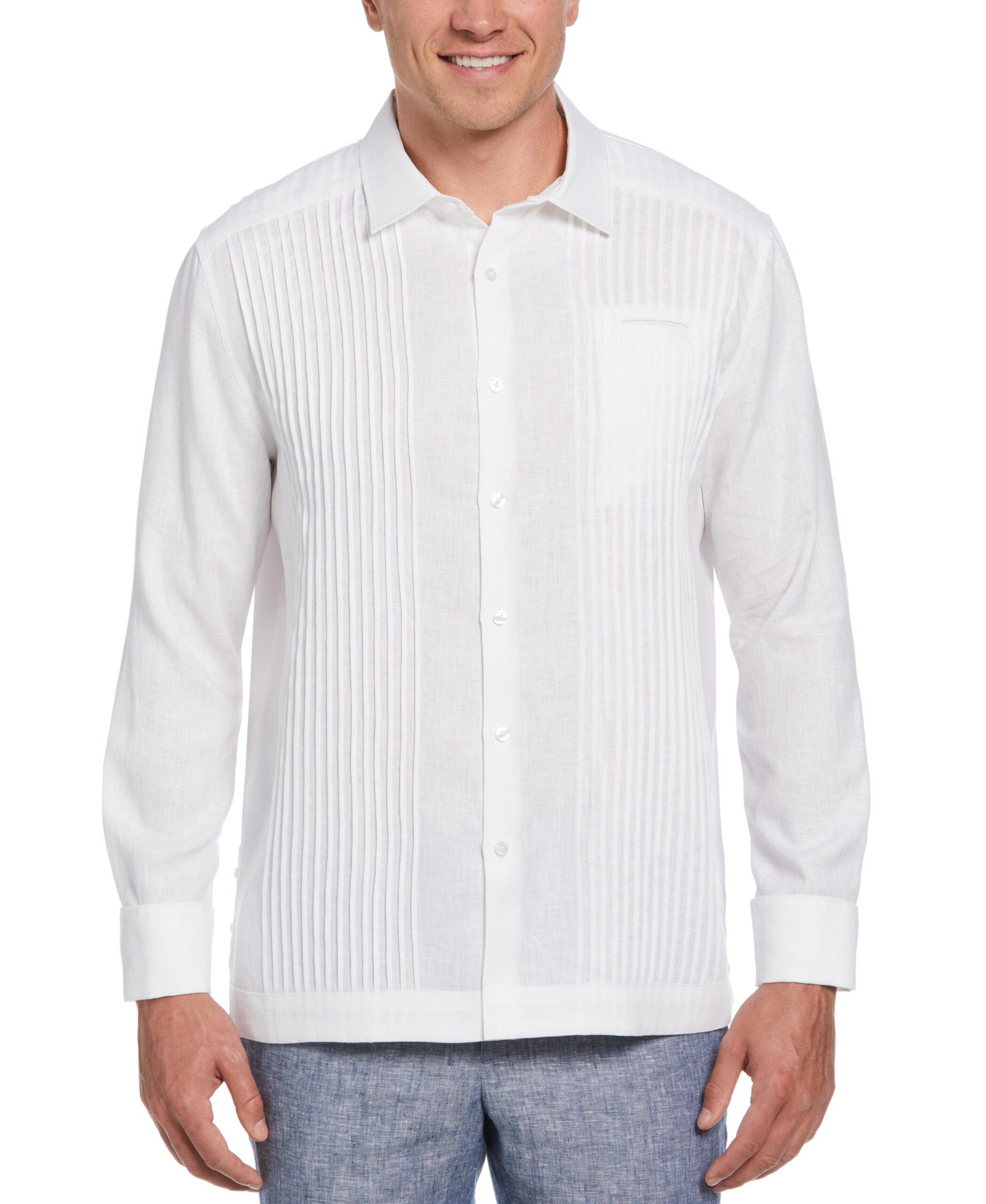 Solid Linen Presidente Guayabera Shirt - Borderfree