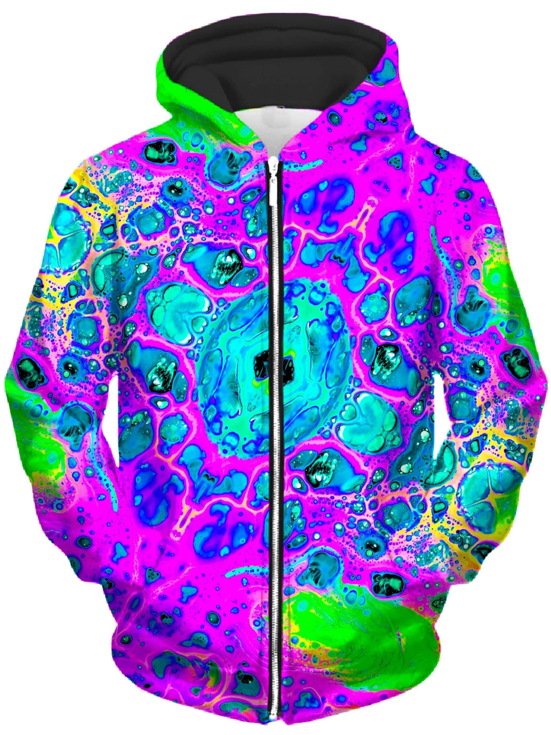 Neon Drip Unisex Zip-Up Hoodie - Borderfree