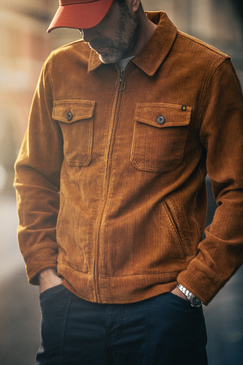 &SONS Cord Cab Coat Tan - Borderfree