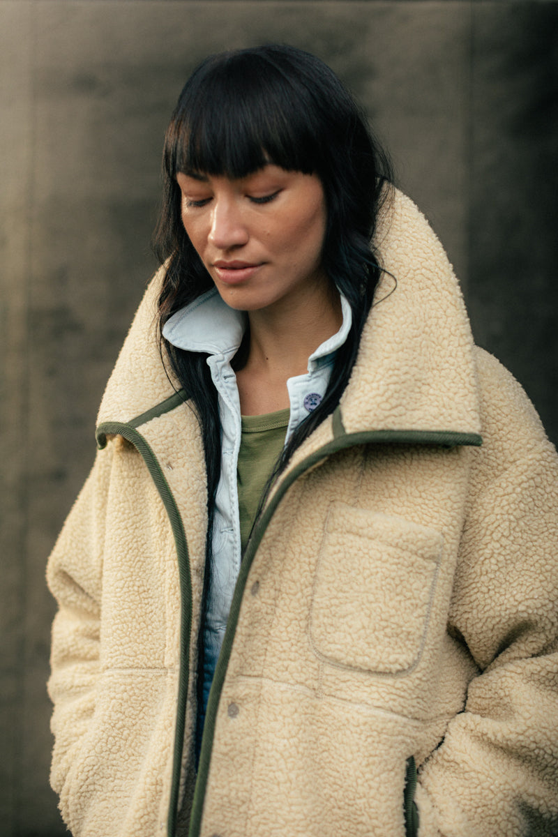 Damsons Borg Fleece Jacket Natural - Borderfree