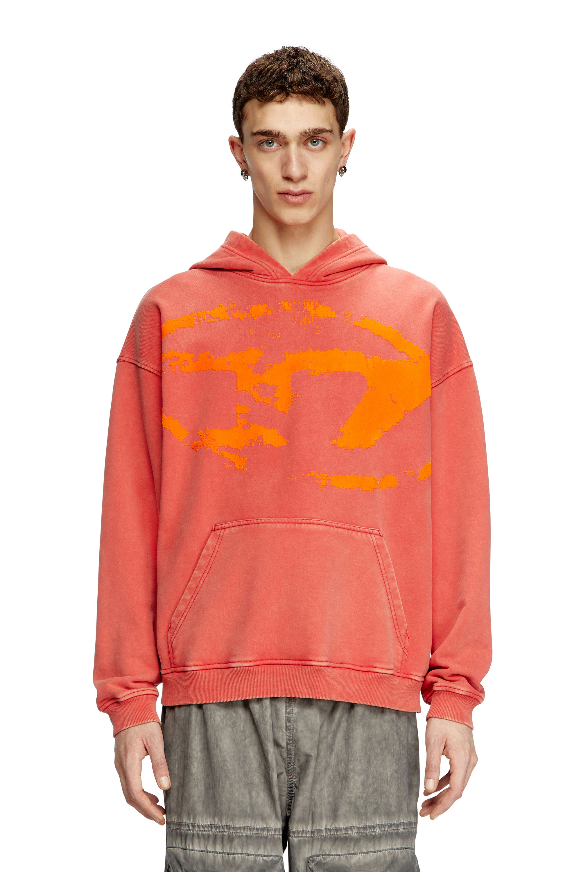 Diesel - Hoodie with flocked Oval D logo - Sweaters - Man - Red ...