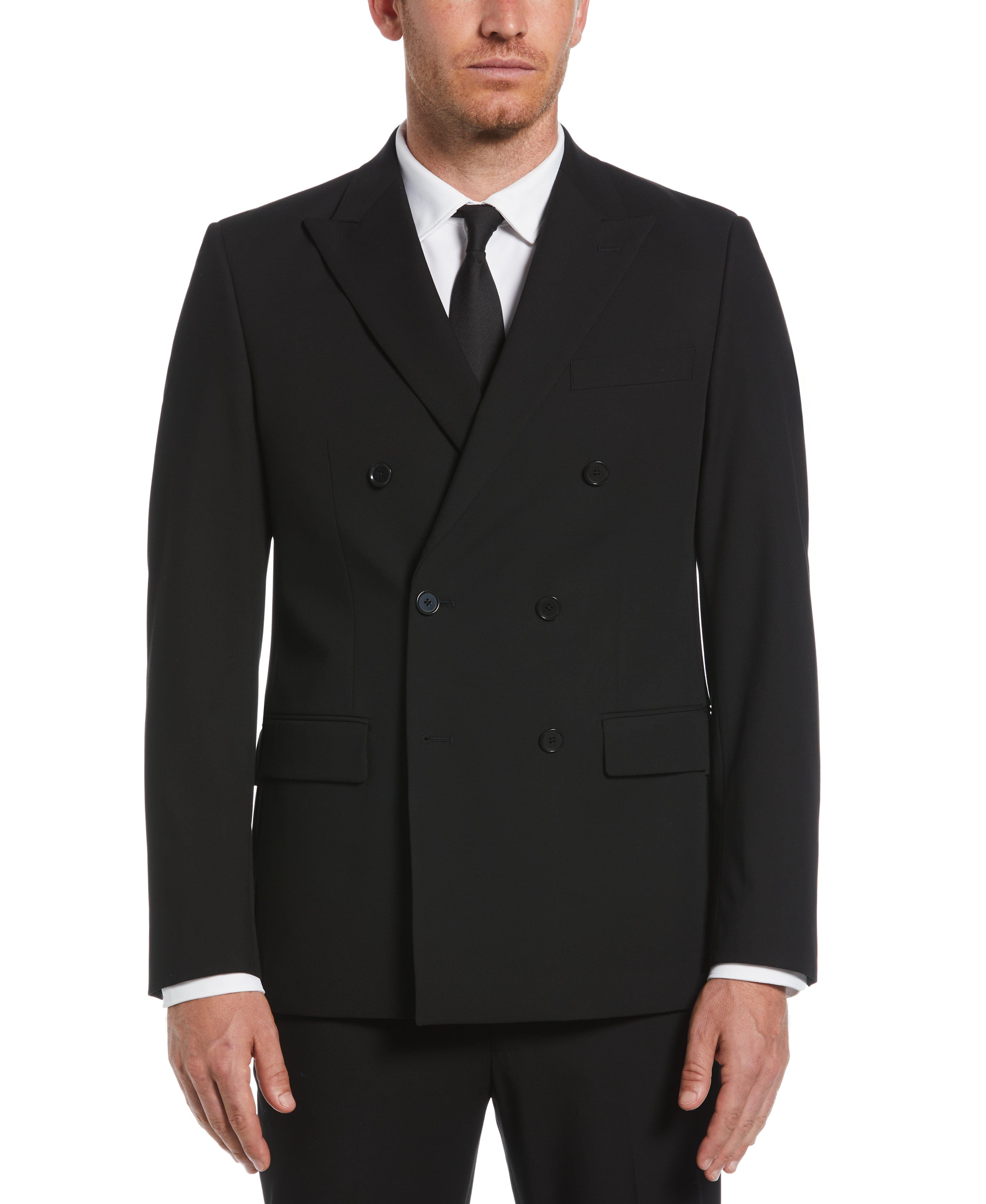Slim Fit Double Breasted Peak Lapel Suit Jacket - Borderfree