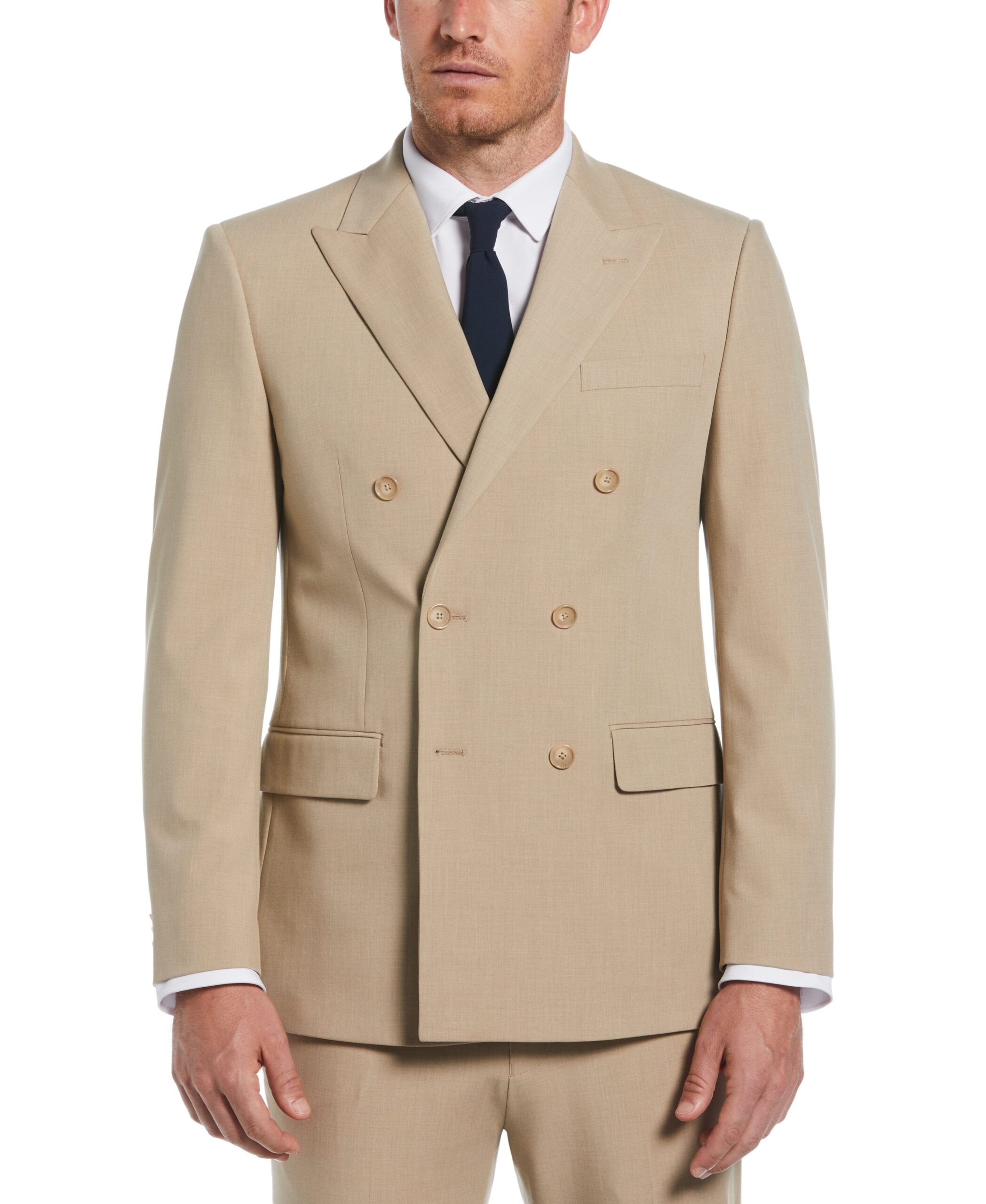 Slim Fit Double Breasted Peak Lapel Suit Jacket - Borderfree