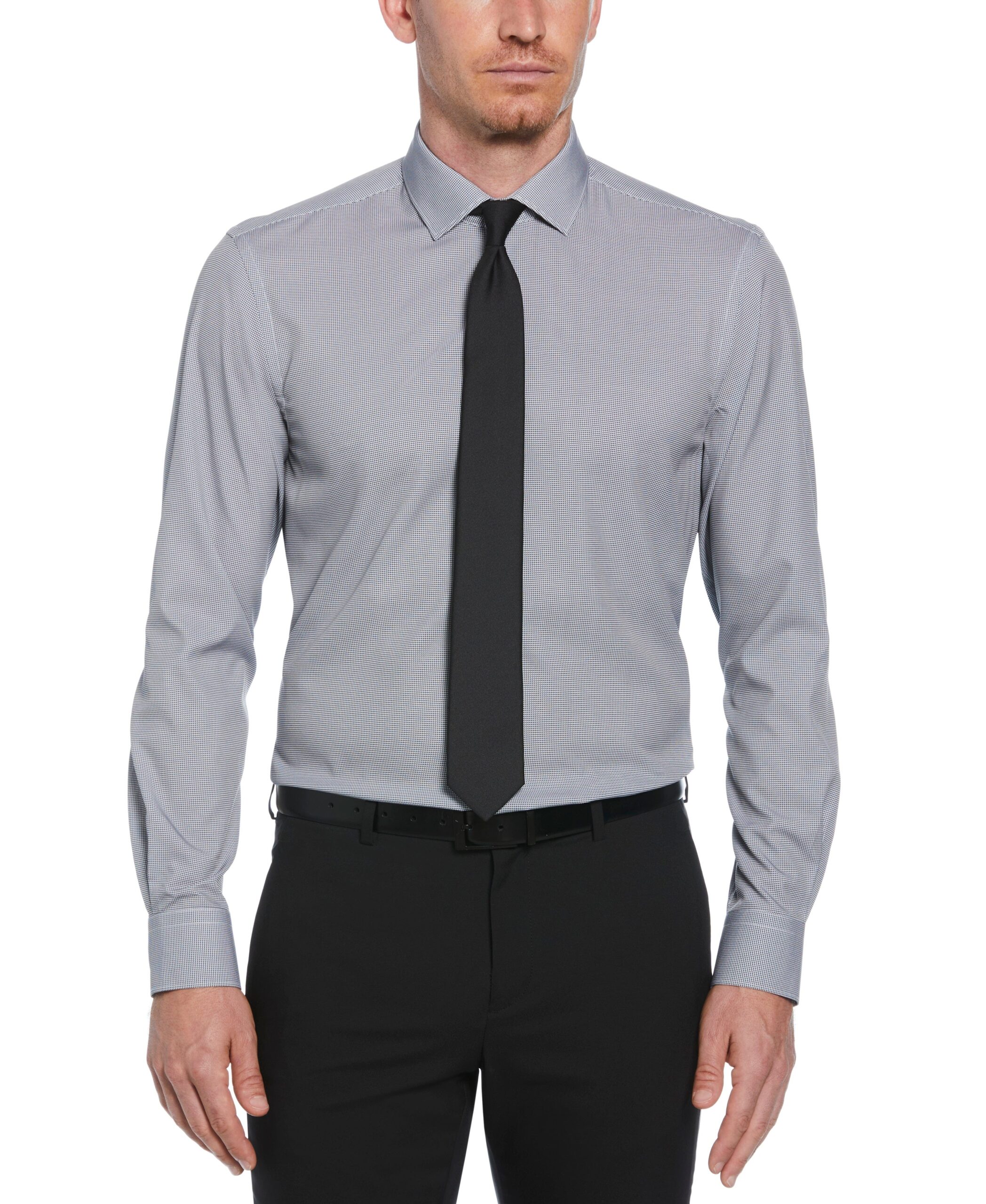 Slim Fit Stretch Houndstooth Dress Shirt - Borderfree