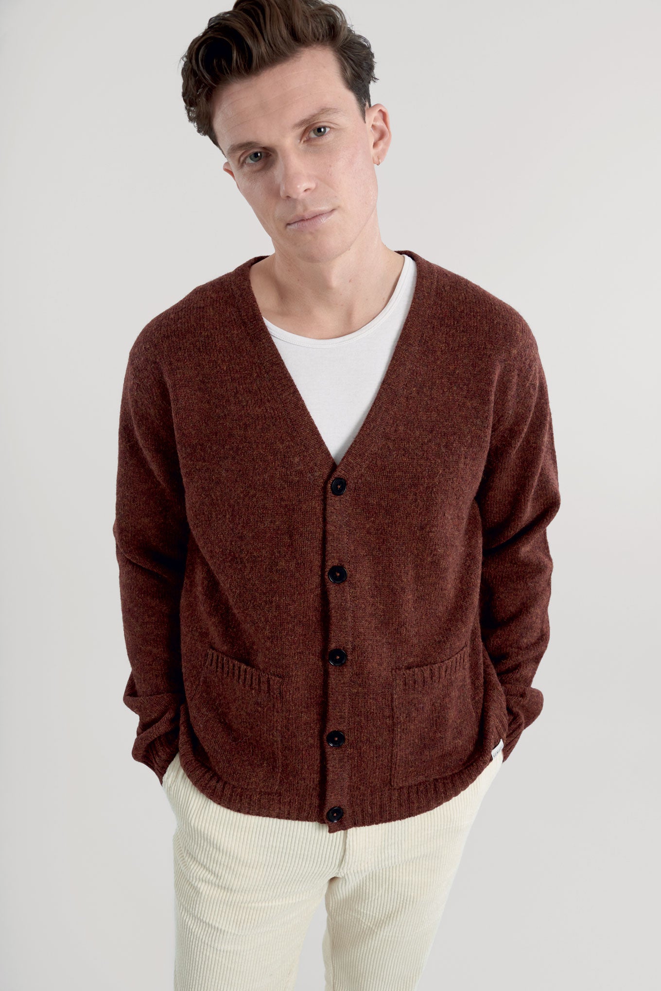 BATSA Wool Cardigan - Chestnut - Borderfree