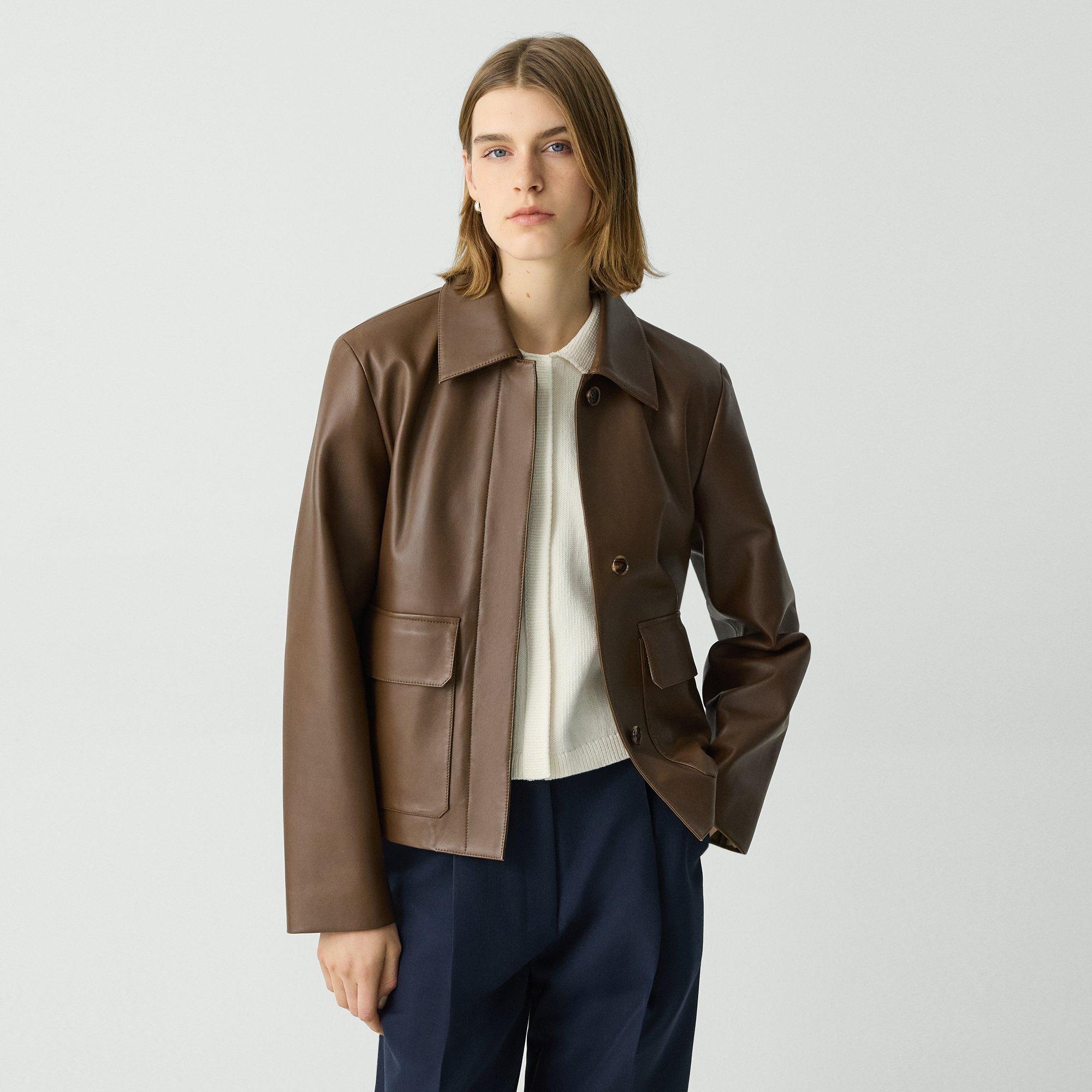 Boxy Jacket in Leather - Borderfree