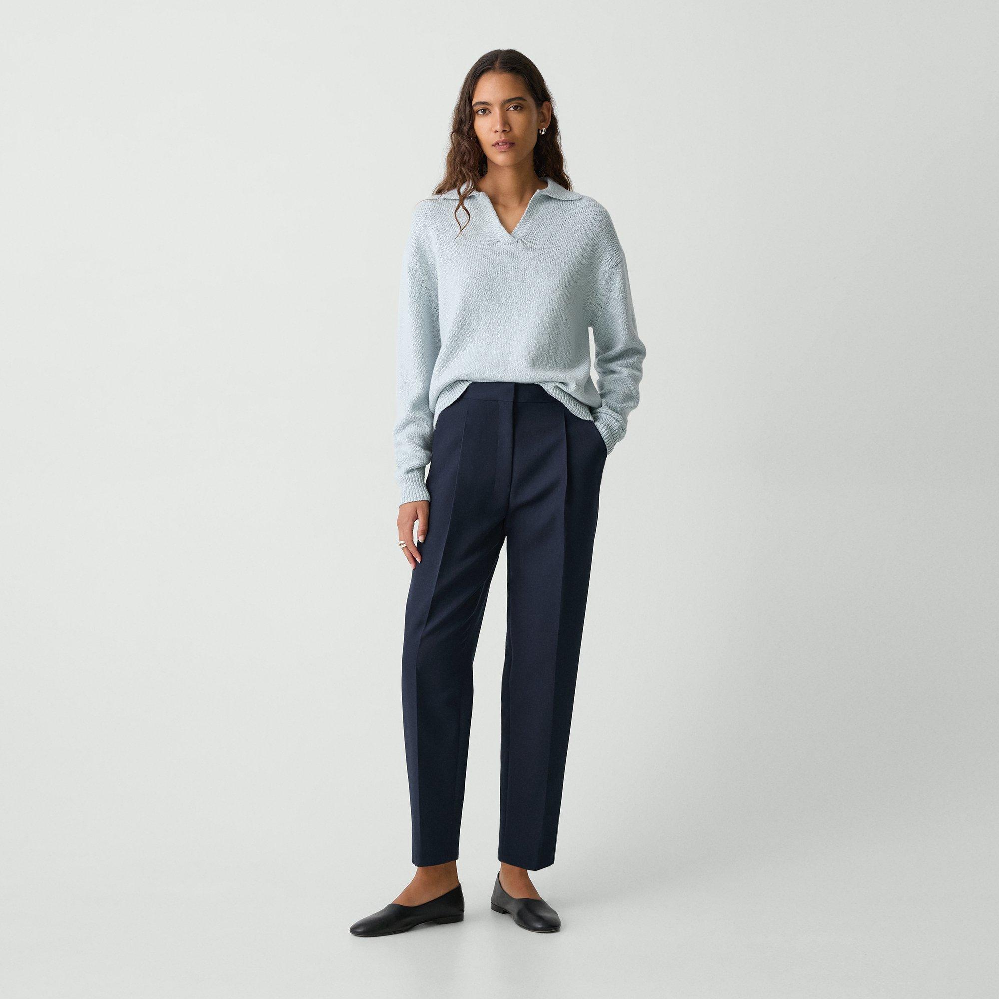 Tapered High-Rise Pant in Wool-Blend - Borderfree