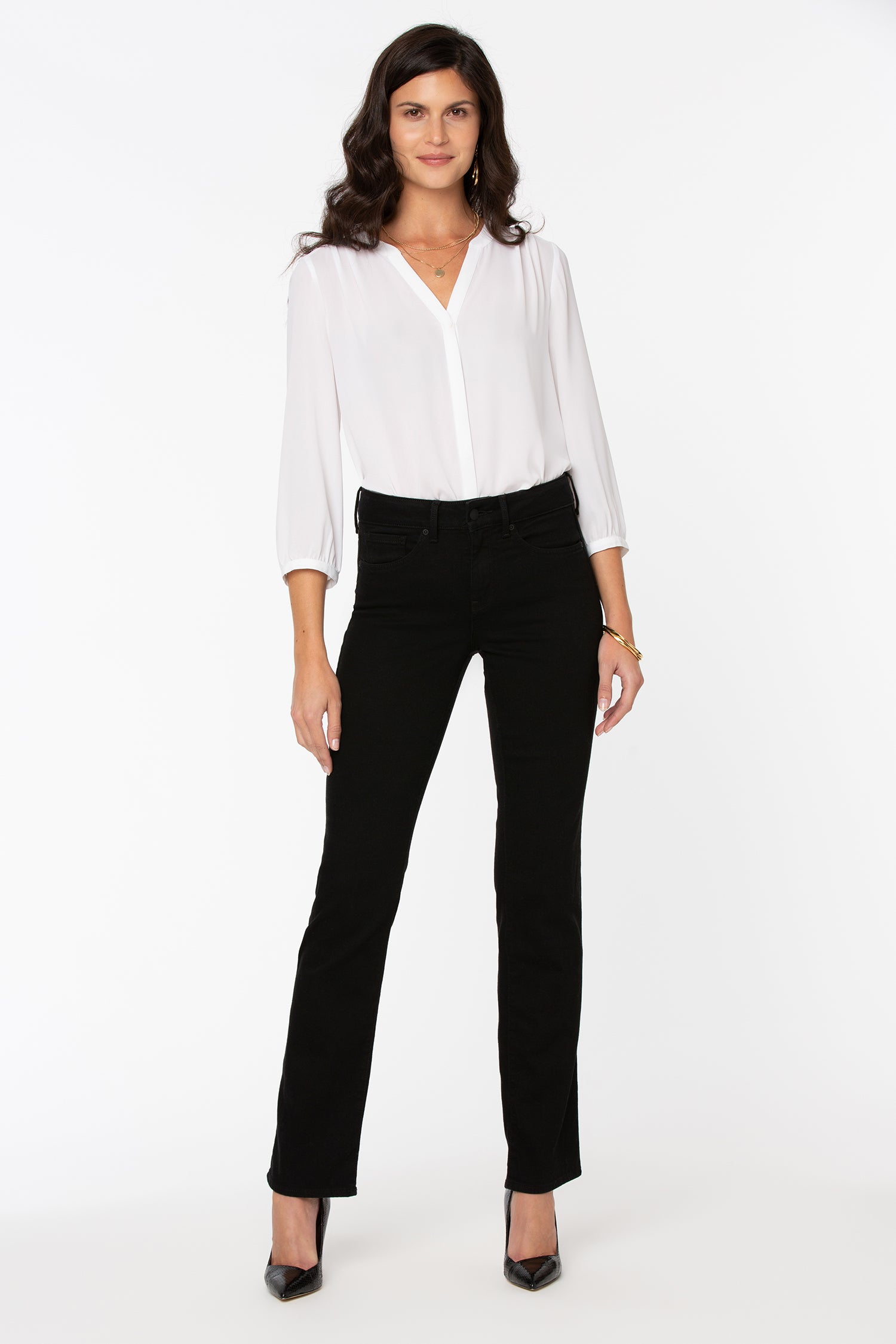 Marilyn Straight Jeans In Long Inseam - Black - Borderfree