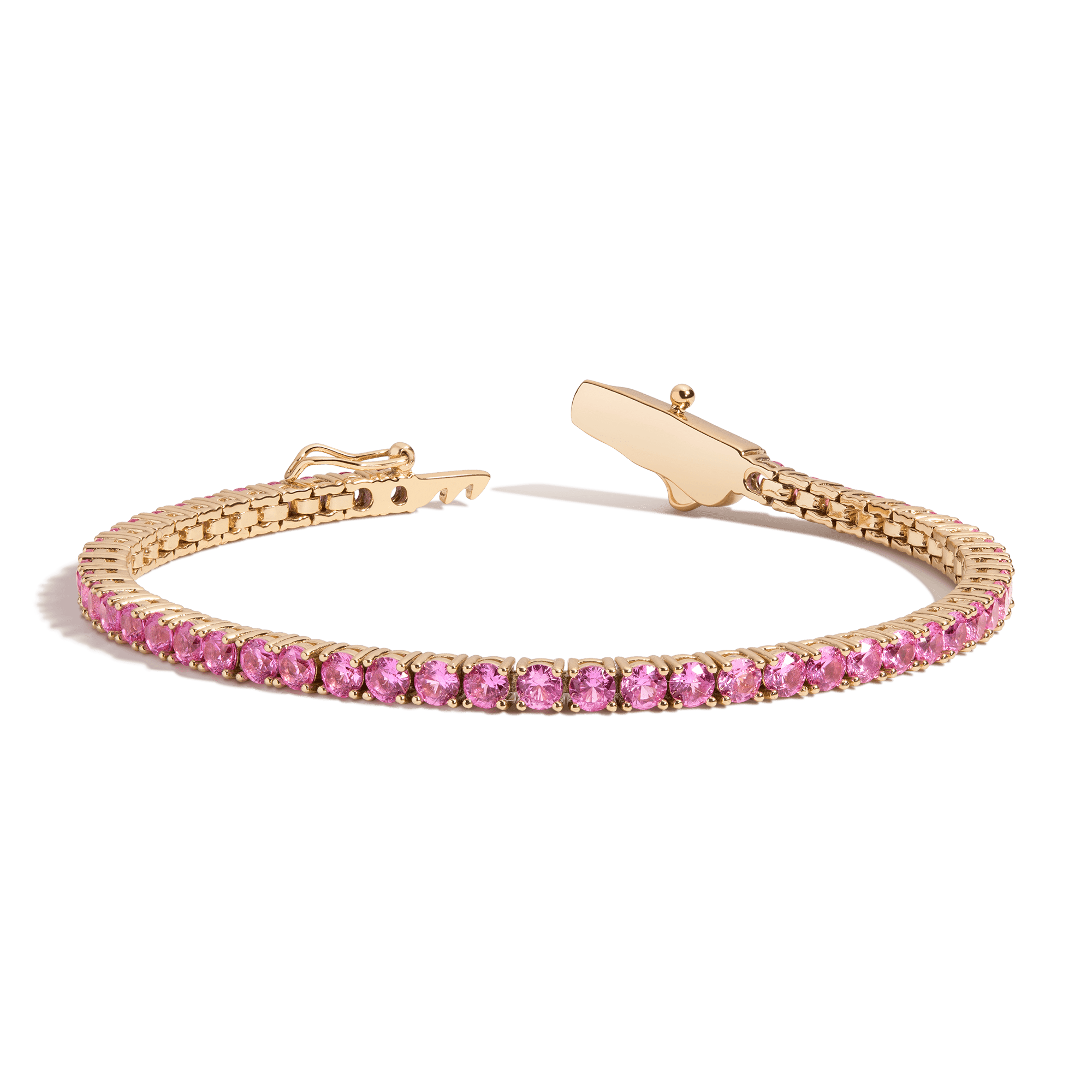 Lab Grown Pink Sapphire Tennis Bracelet - Borderfree