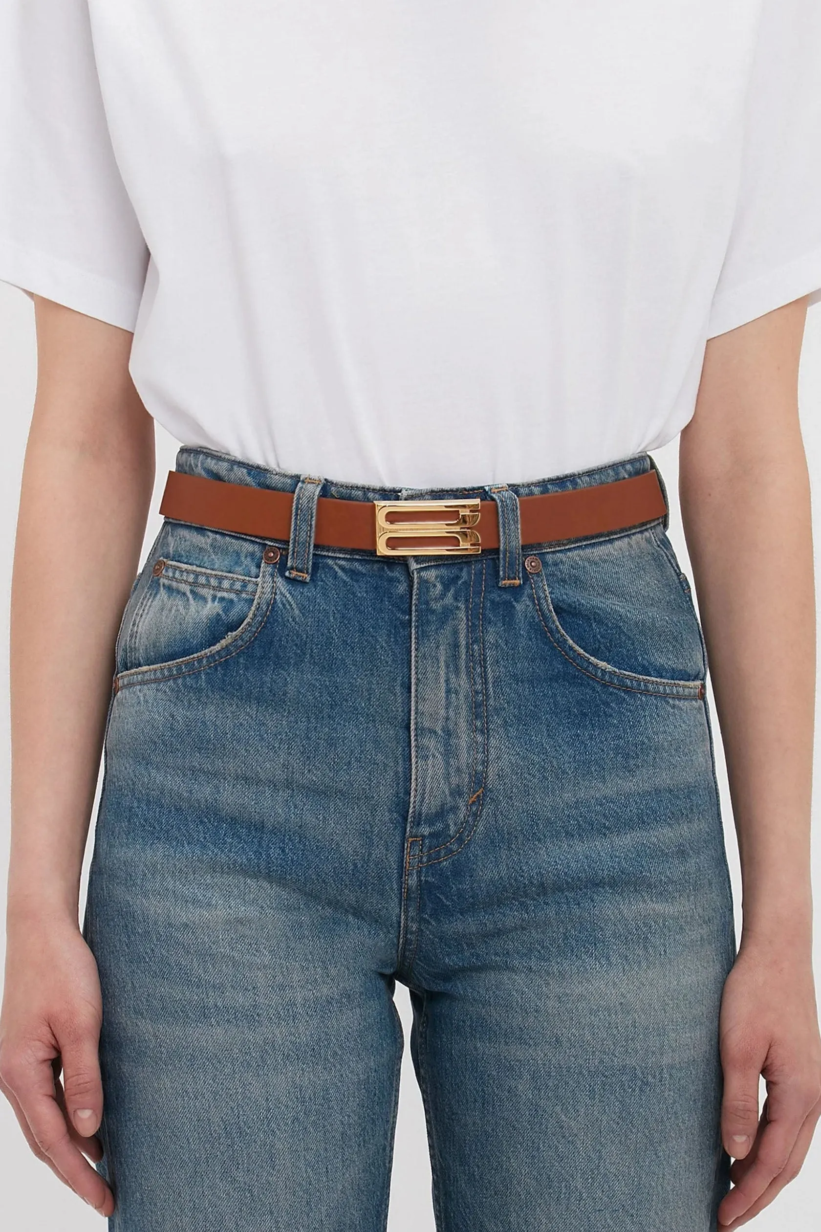 Frame Belt In Tan Leather - Borderfree