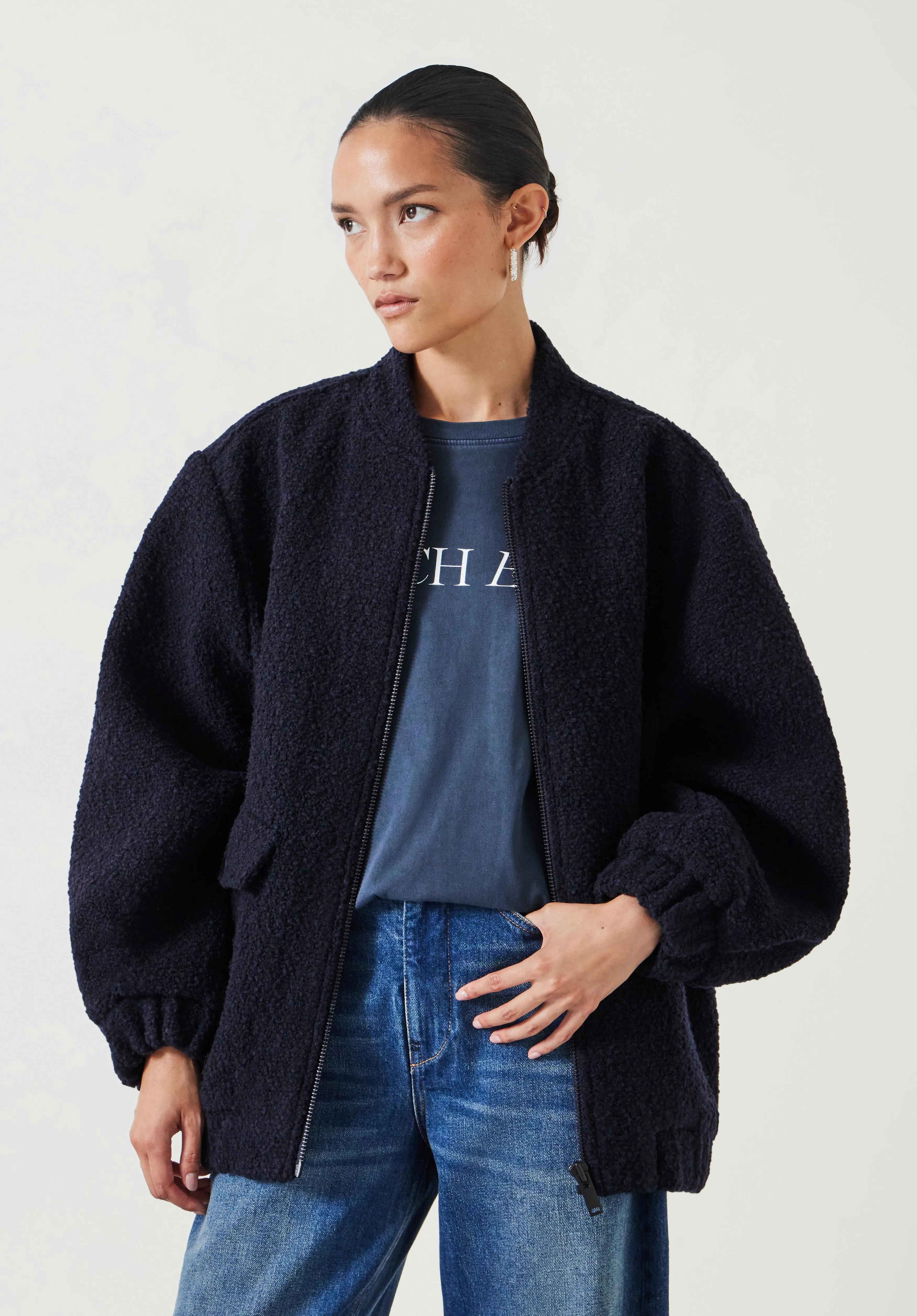 hush Aiden Bouclé Bomber Jacket - Borderfree