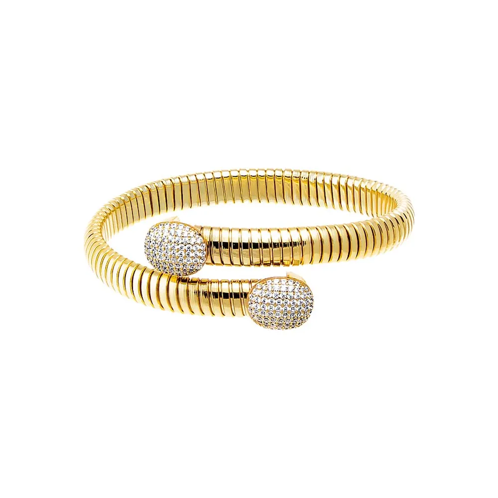 Pave Oval Snake Wrap Bangle Bracelet - Borderfree