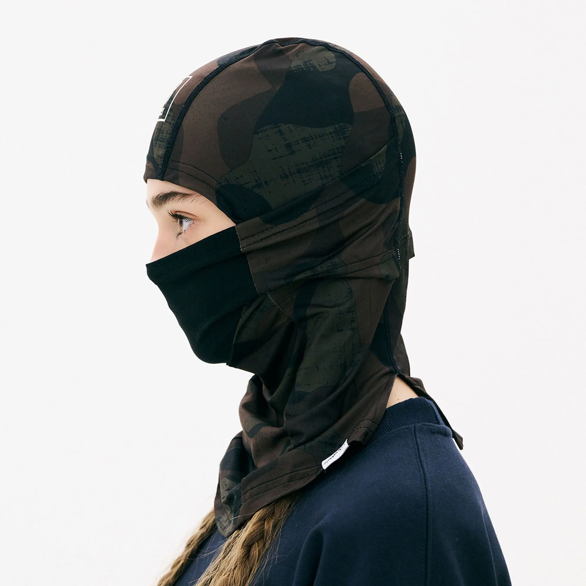 SQUARE LOGO SOFT MESH MASK BALACLAVA DARK CAMO[NO.1] - Borderfree