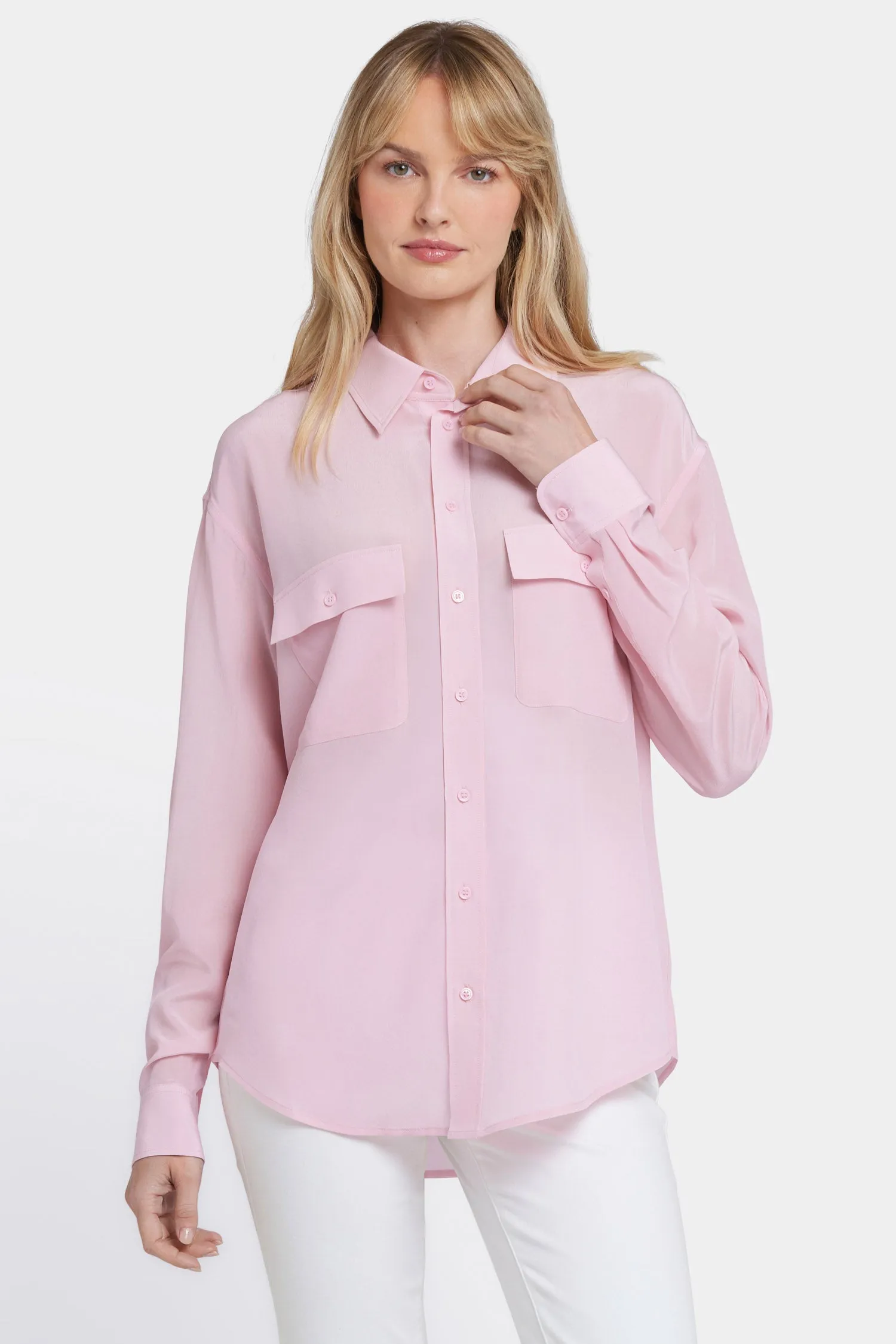 Lauren Silk Blouse - Pink Nectar - Borderfree
