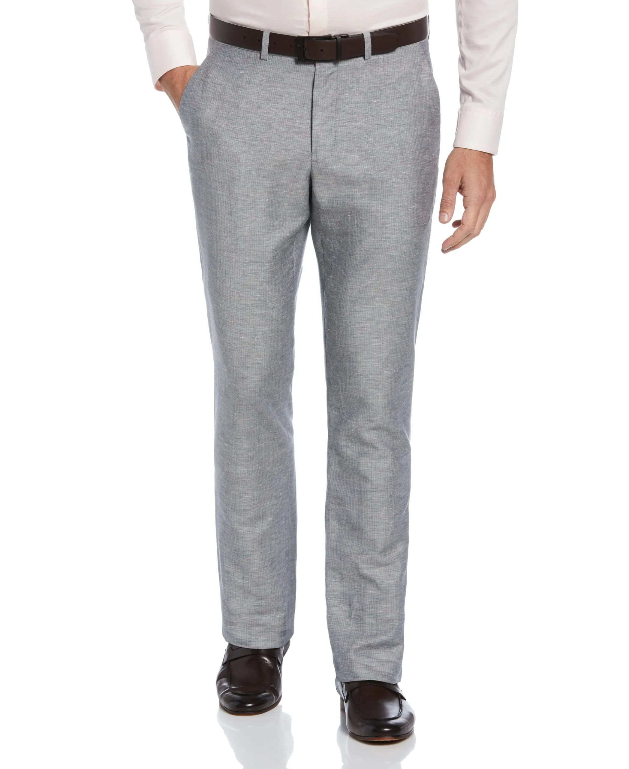 Slim Fit Linen Blend Textured Suit Pant - Borderfree