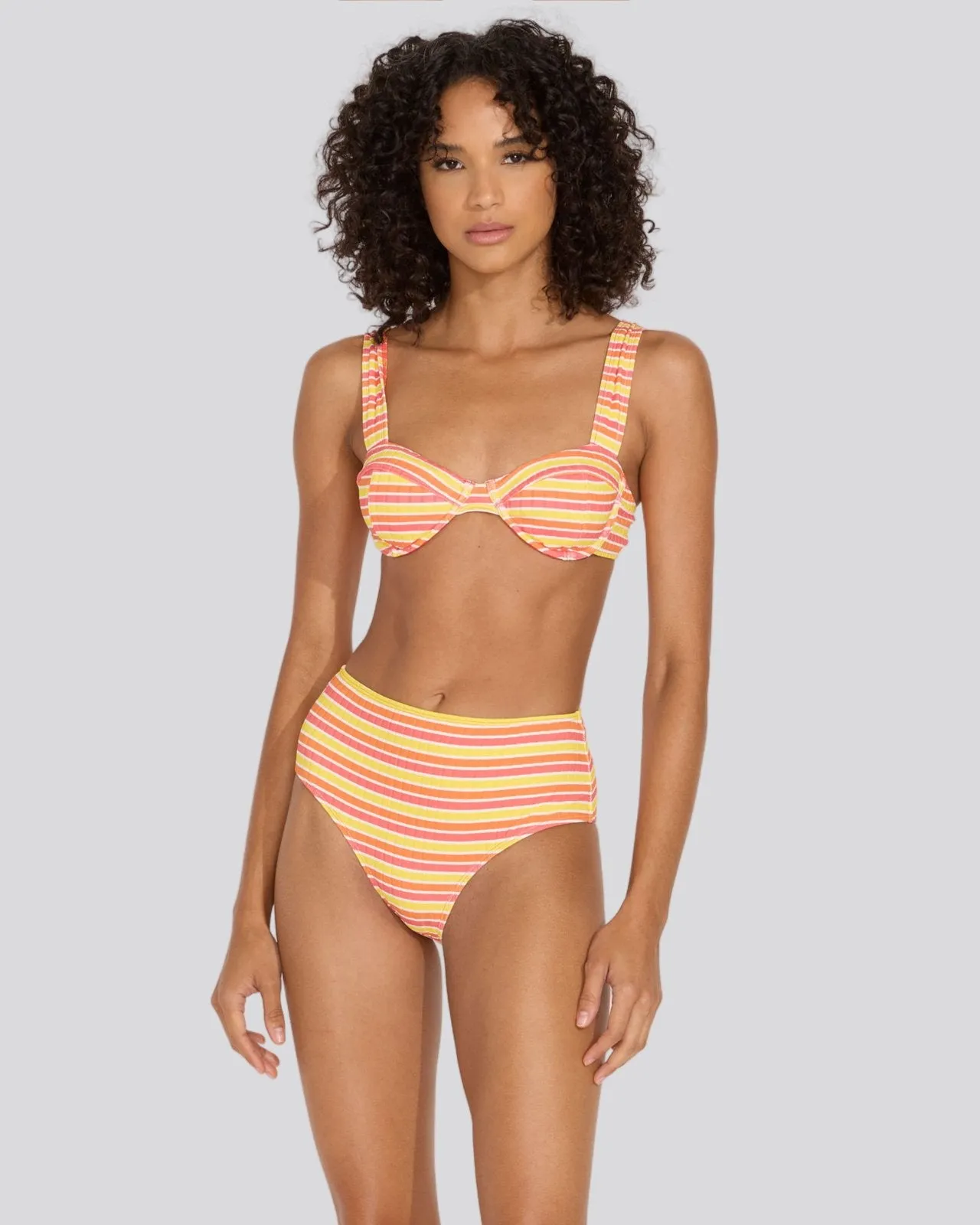 Lilo Ribbed Bikini Top Sorbet Stripe - Borderfree