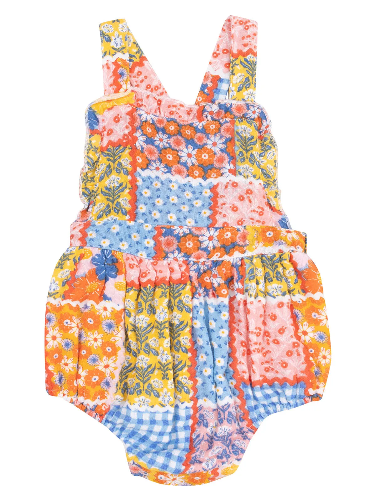 Ruffle Bubble Sunsuit, Ric Rac Patchwork - Borderfree