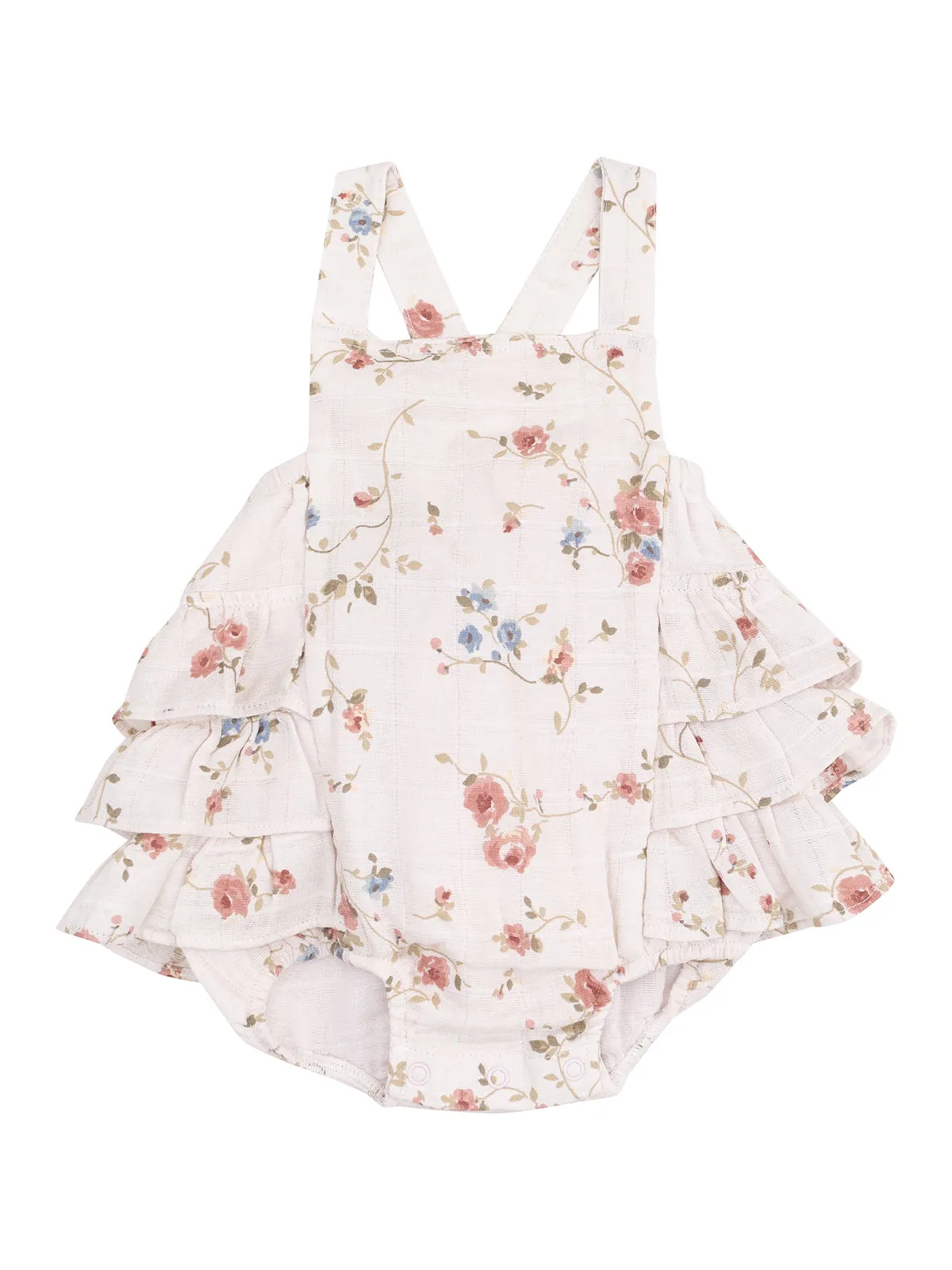 Ruffle Sunsuit, Climbing Roses - Borderfree