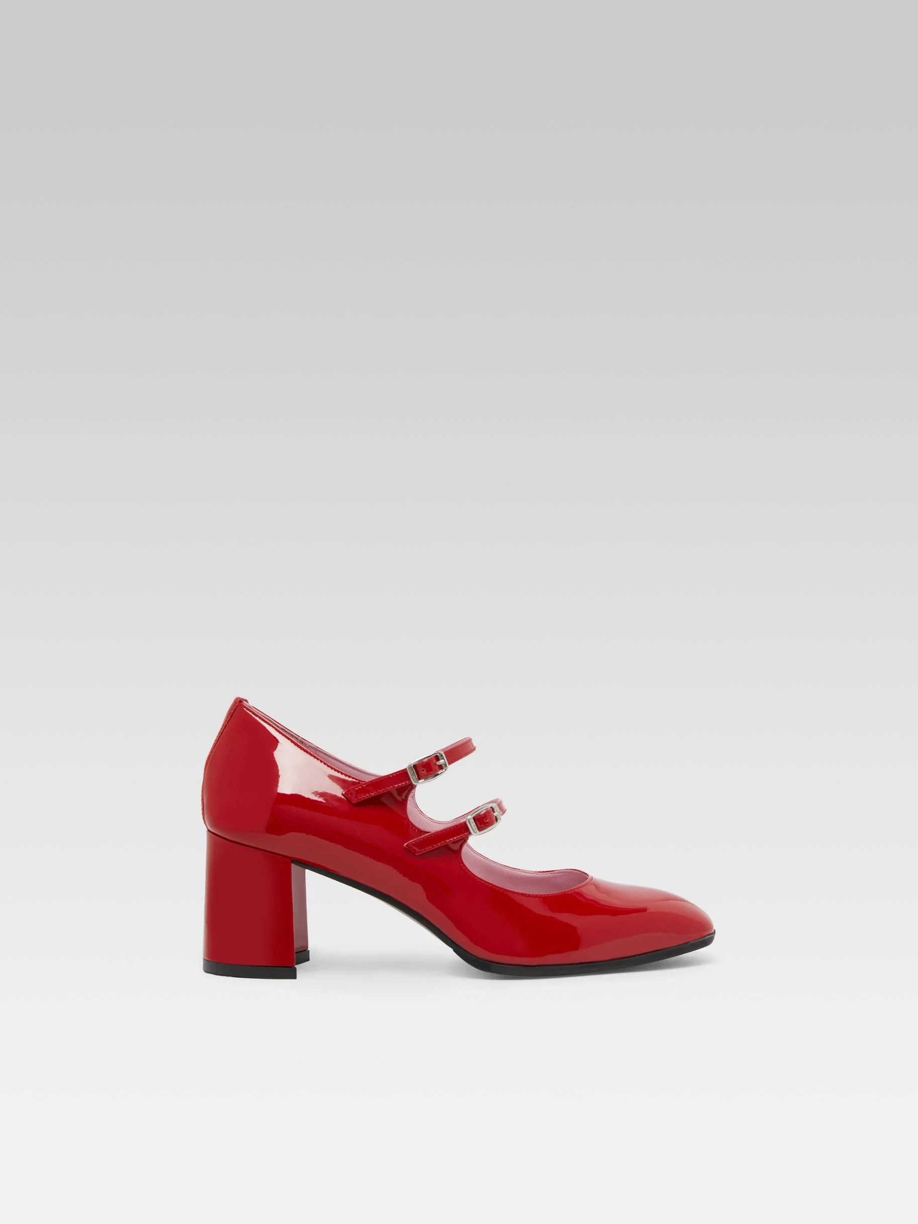 Alice - Escarpins babies cuir verni rouge - Borderfree