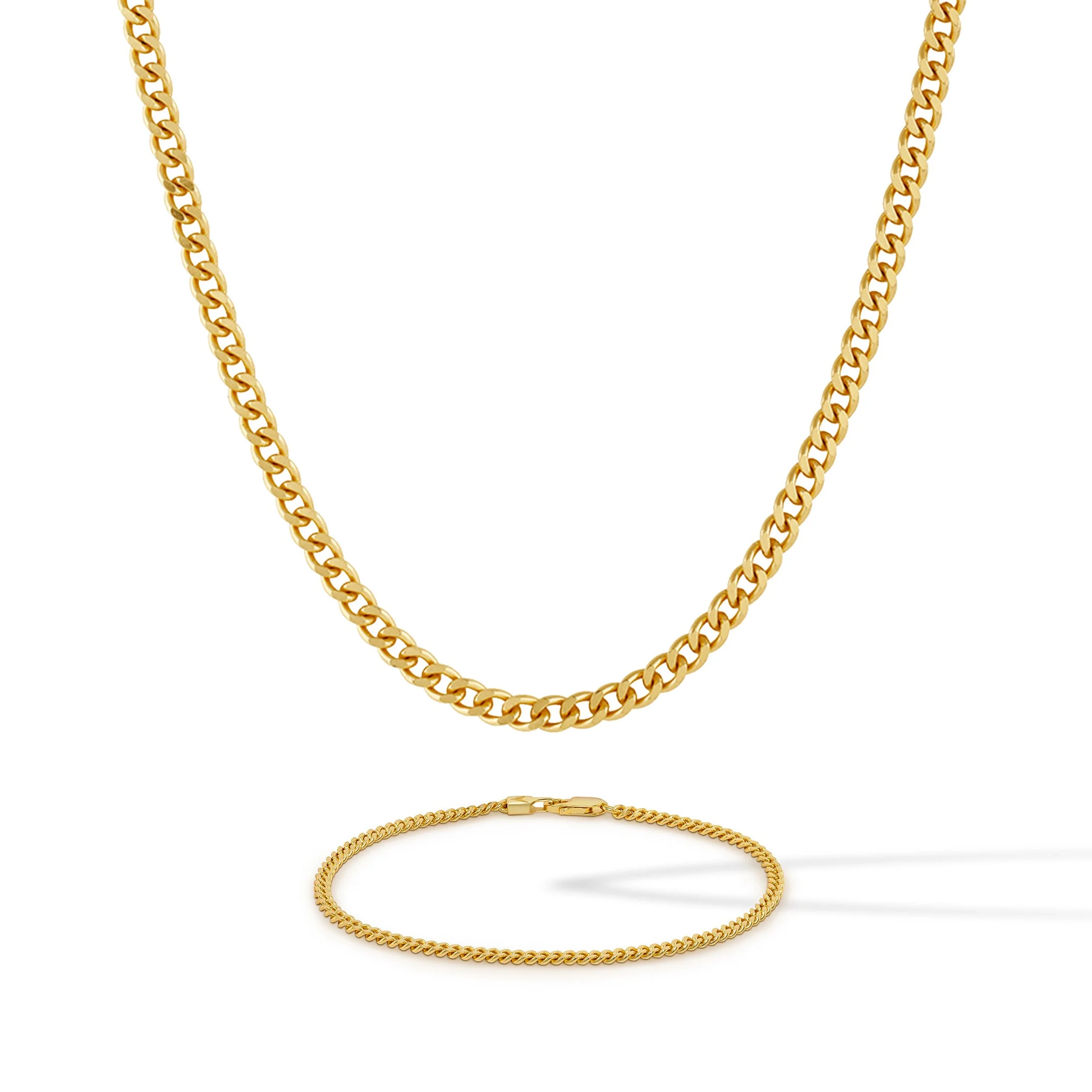 Curb Chain Set - Gold - Borderfree