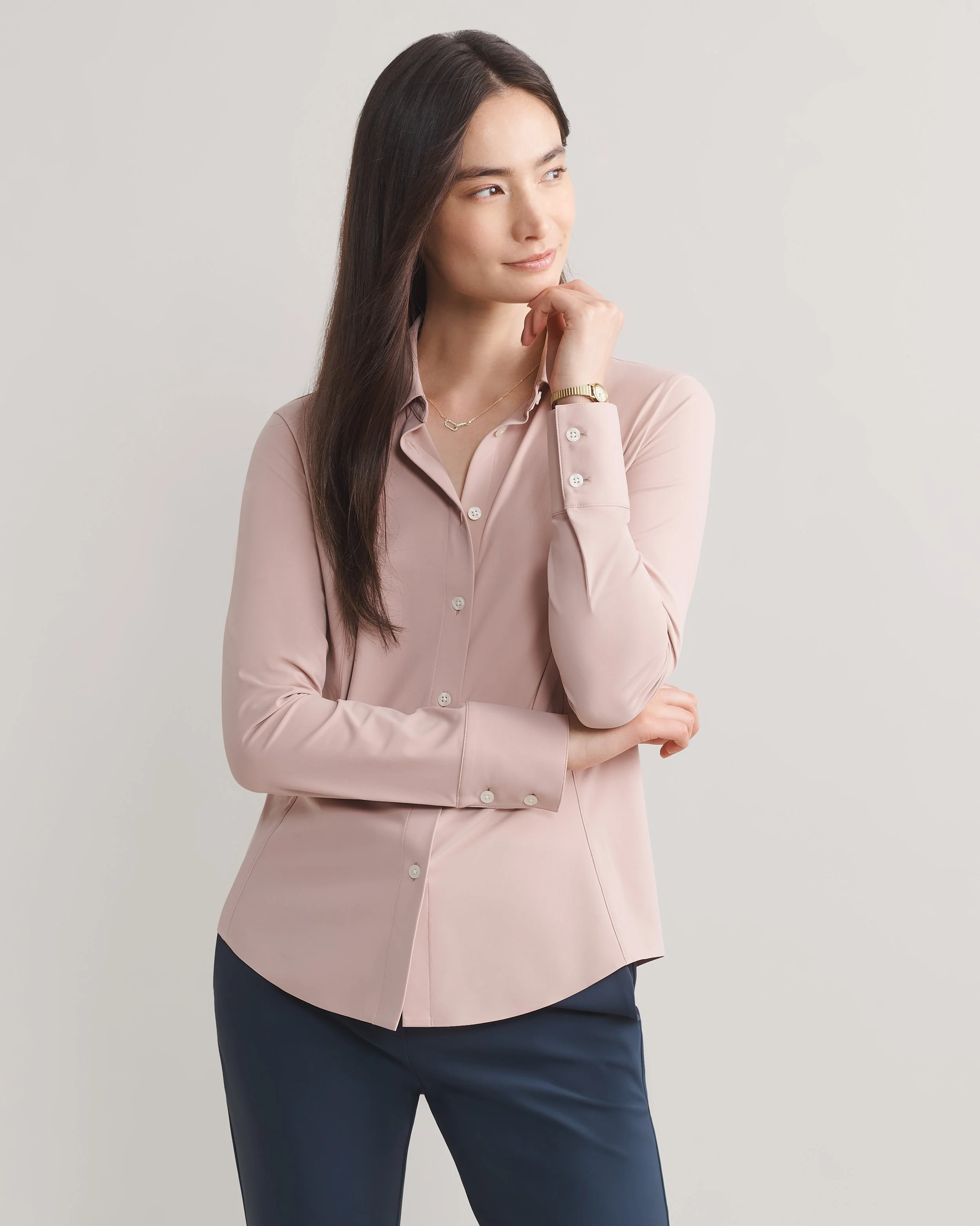 Commuter Button Up - Rose Dust - Borderfree