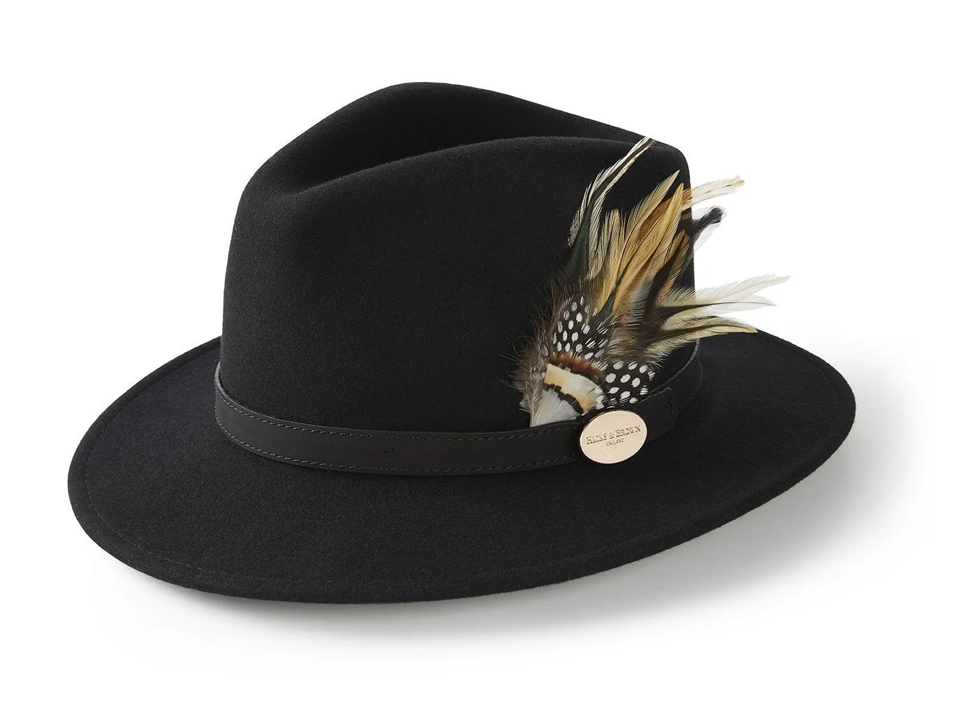 The Suffolk Fedora in Black (Fawn Feather) - Borderfree
