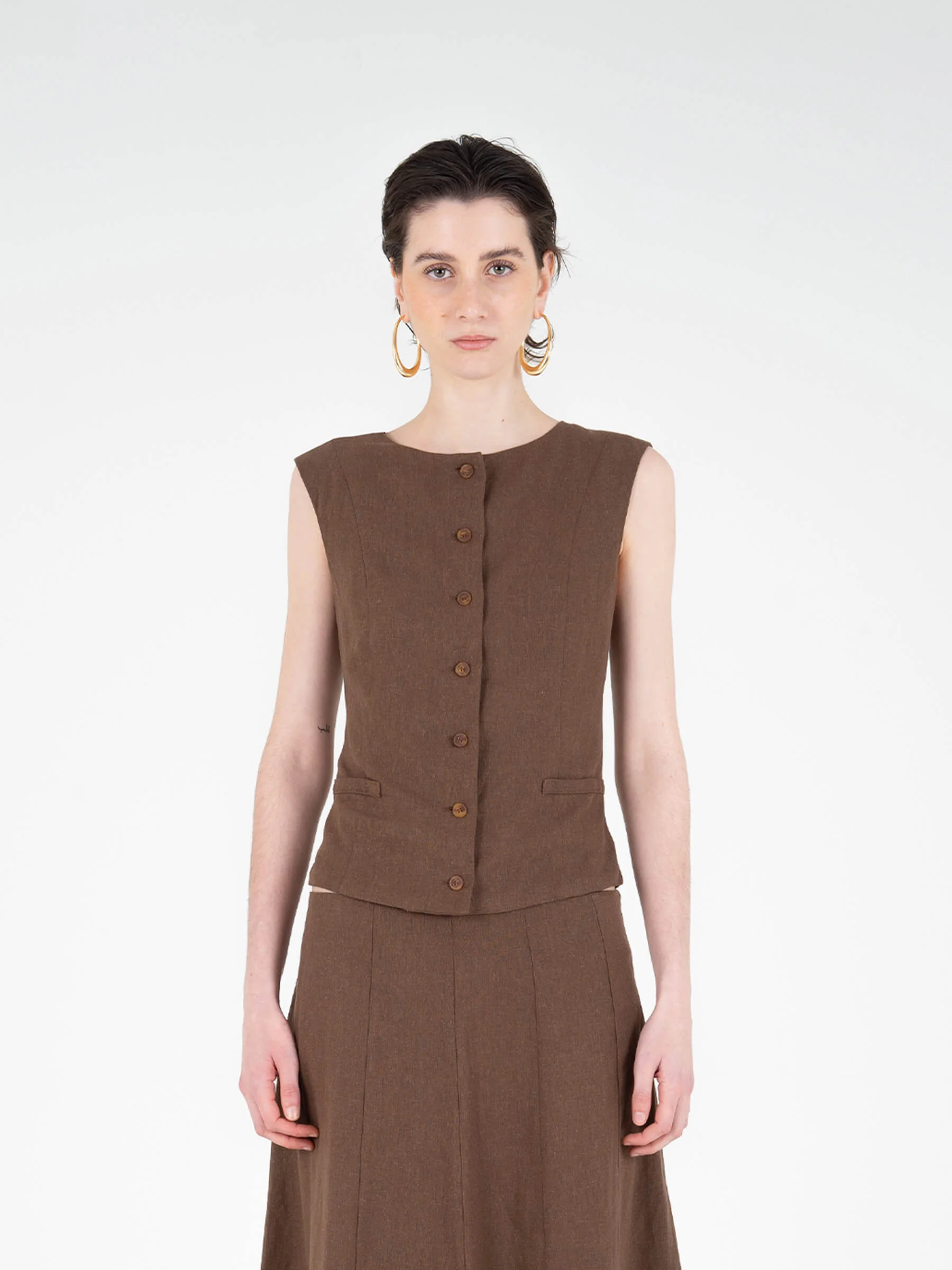 Teide Brown Vest - Borderfree
