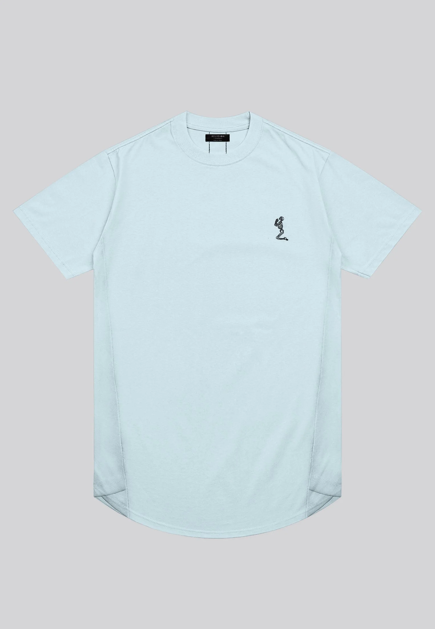 ESSENTIAL SWAG CURVED HEM PALE BLUE T-SHIRT - Borderfree