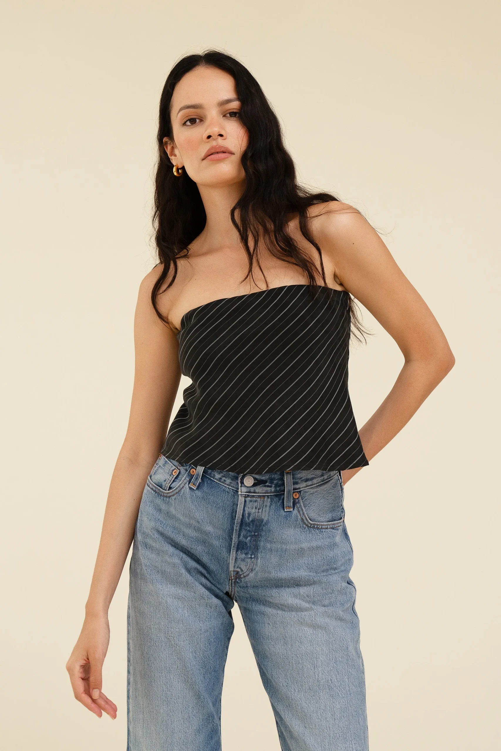 PAMELA TOP - PINSTRIPE - Borderfree