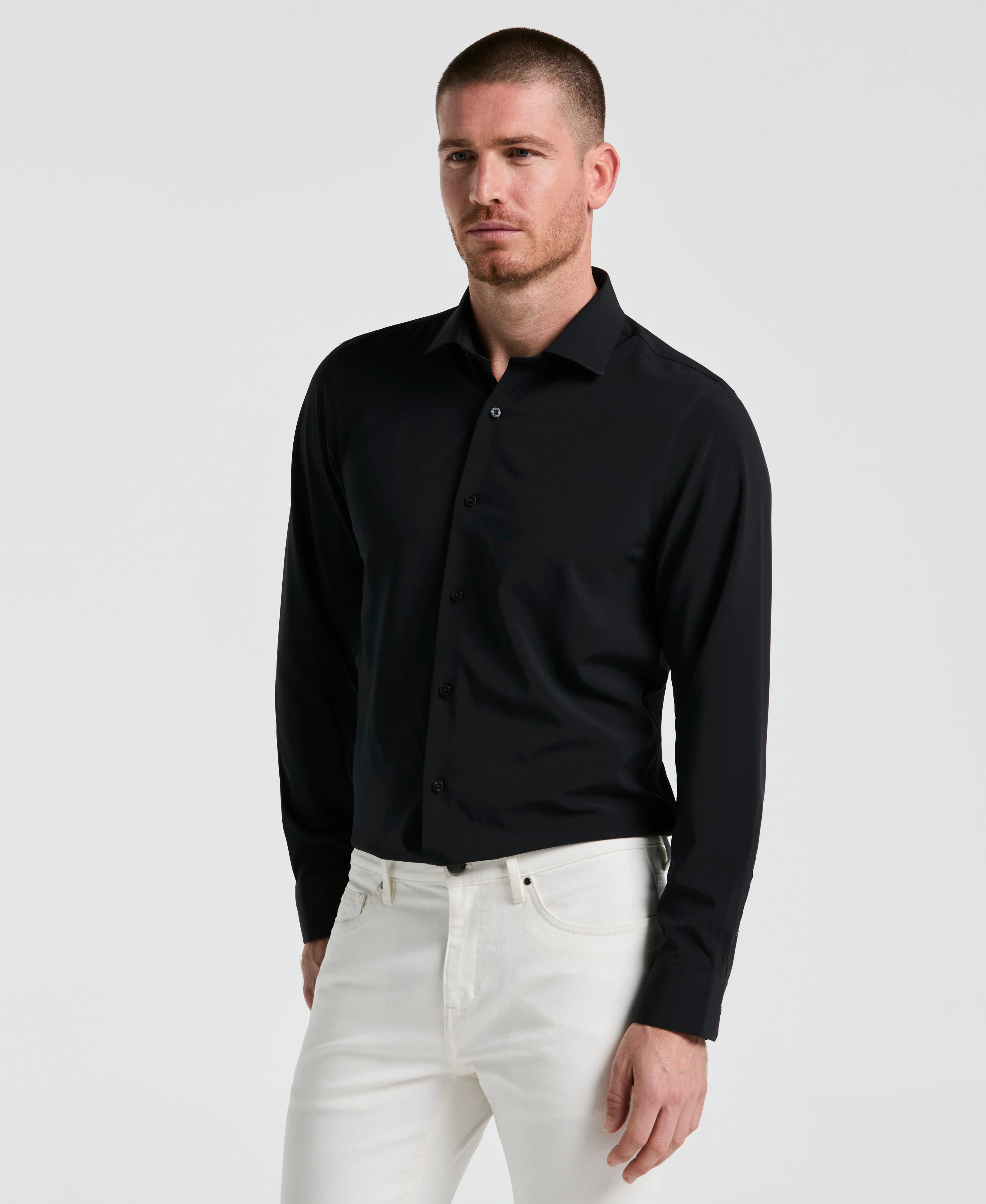 Performance Tech Solid Dress Shirt - Borderfree