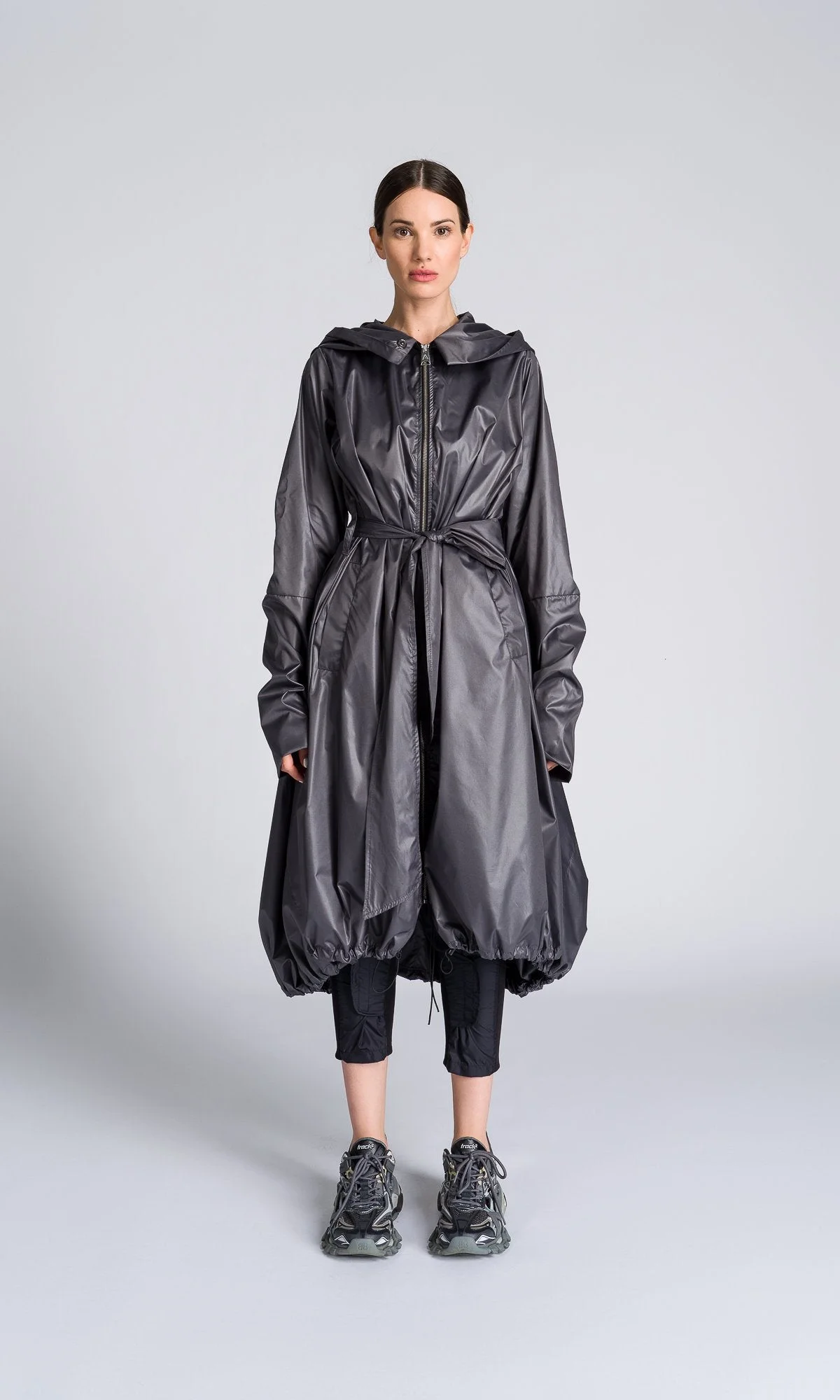 Hooded Raincoat with Belt - Borderfree