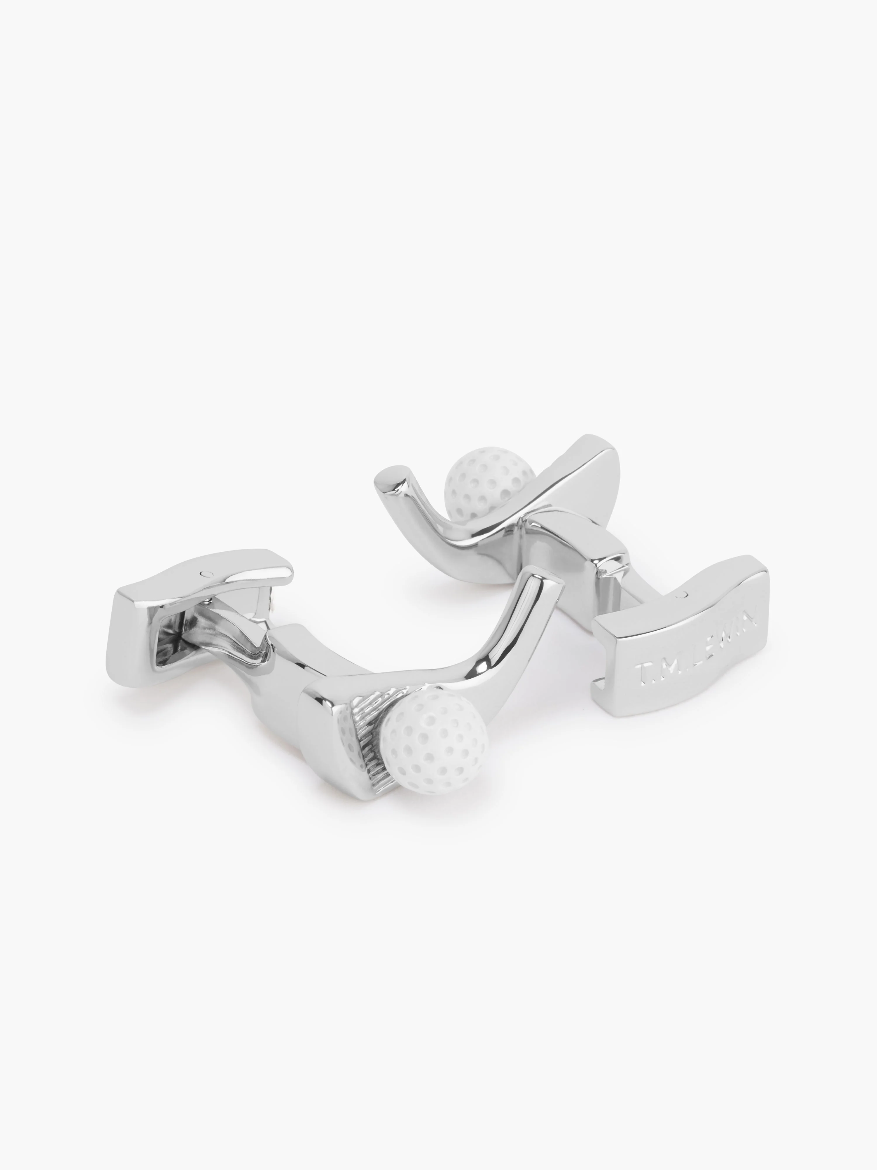 Golf Club & Ball Cufflinks - Silver - Borderfree