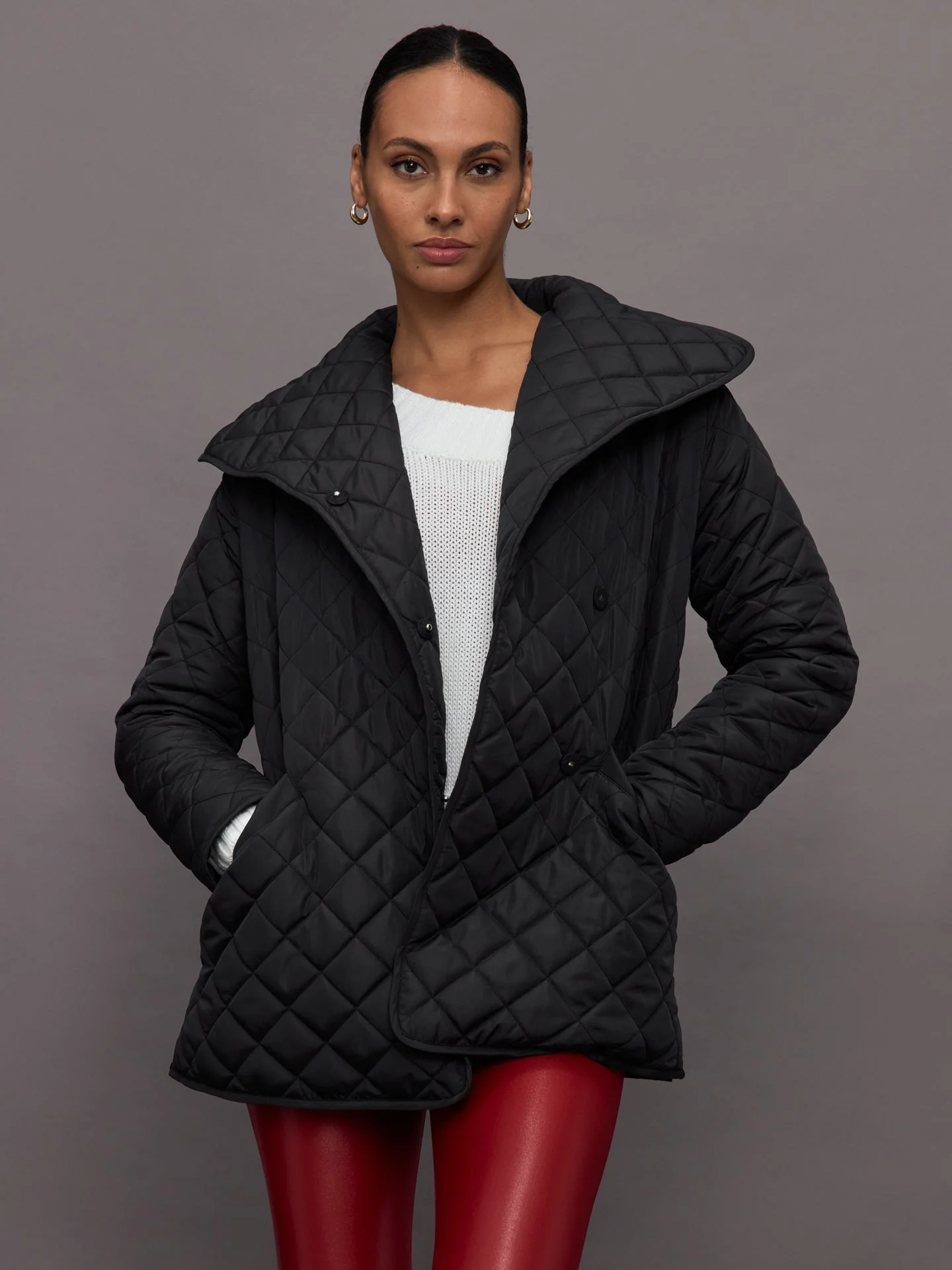 Quilted Coat - Black - Borderfree