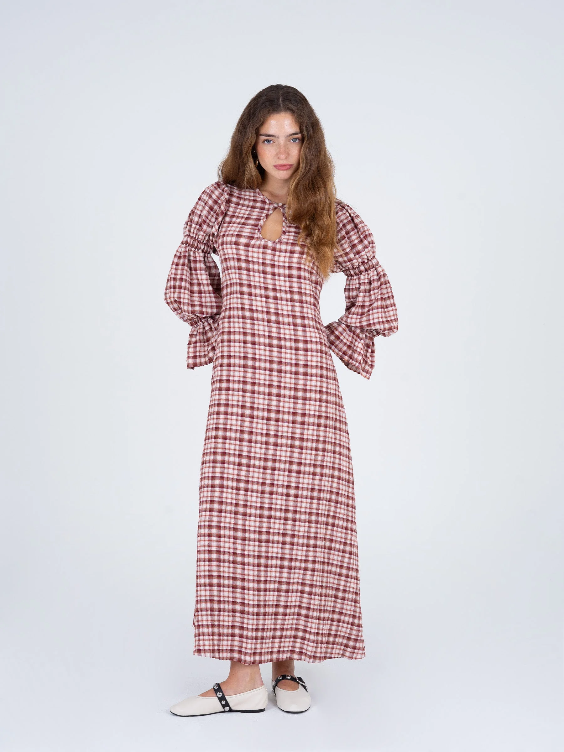 Somnia Long Red Checkered Dress - Borderfree