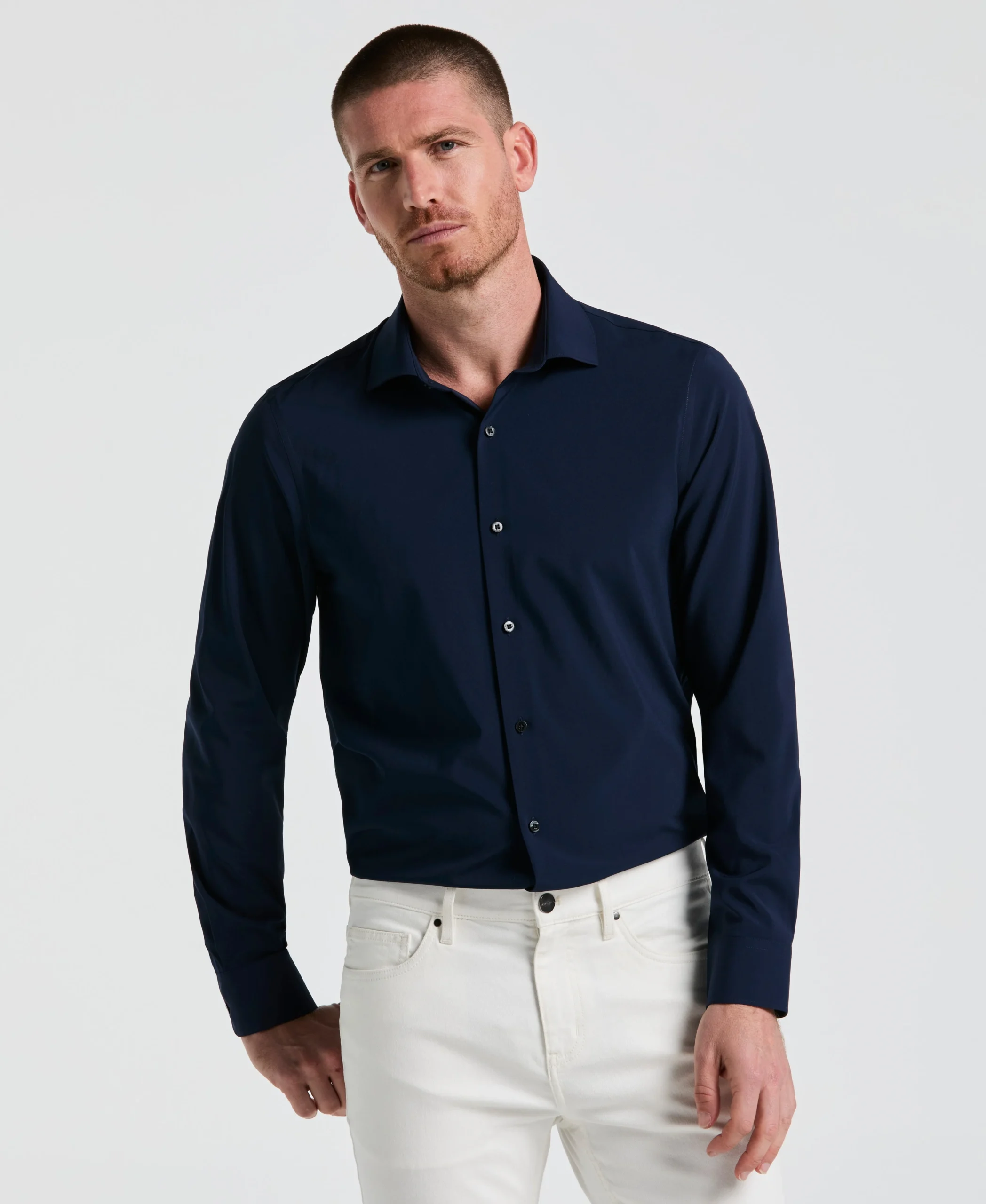 Performance Tech Solid Dress Shirt - Borderfree