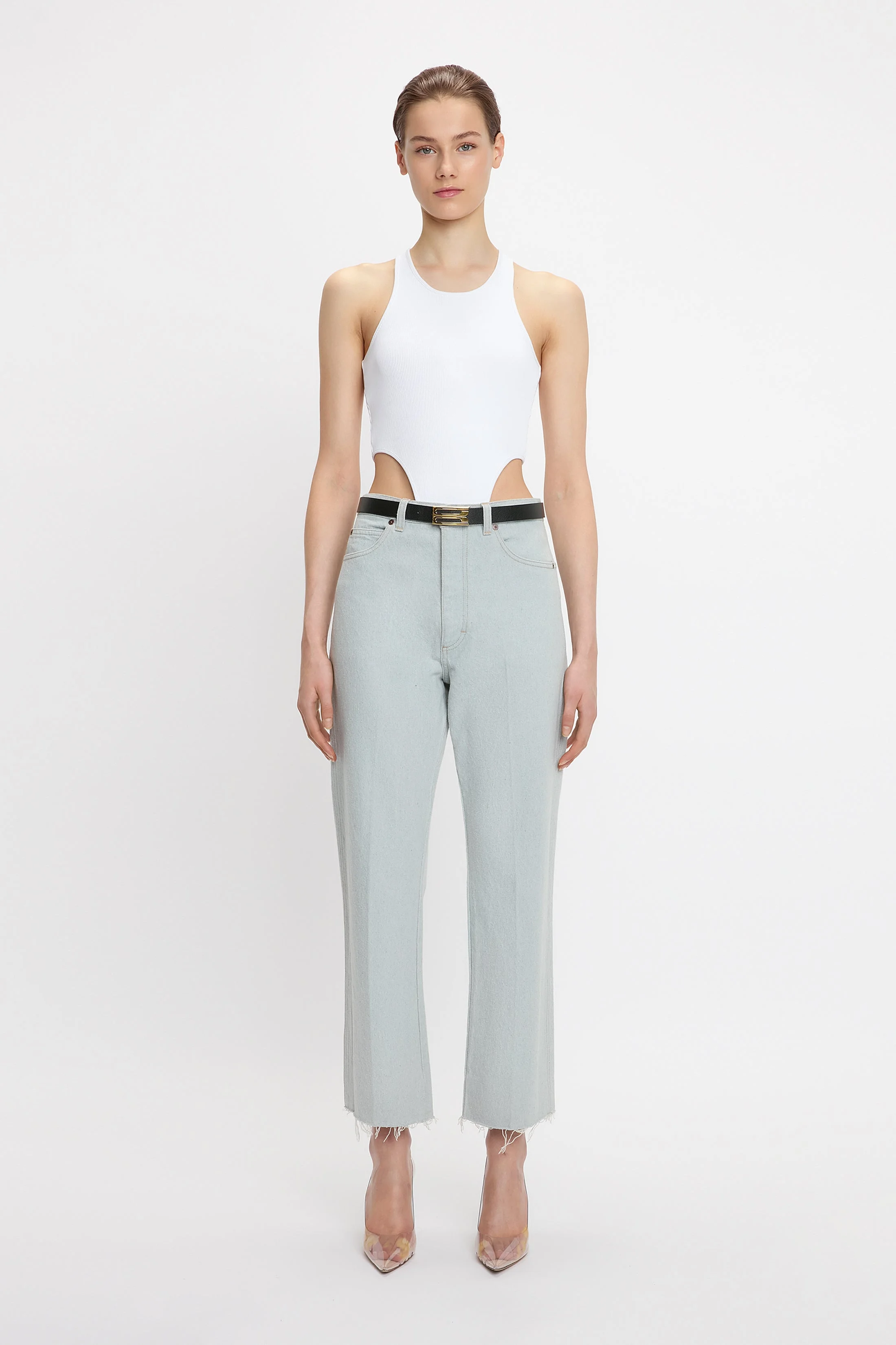 Relaxed Curved Jean In Light Azul - Borderfree