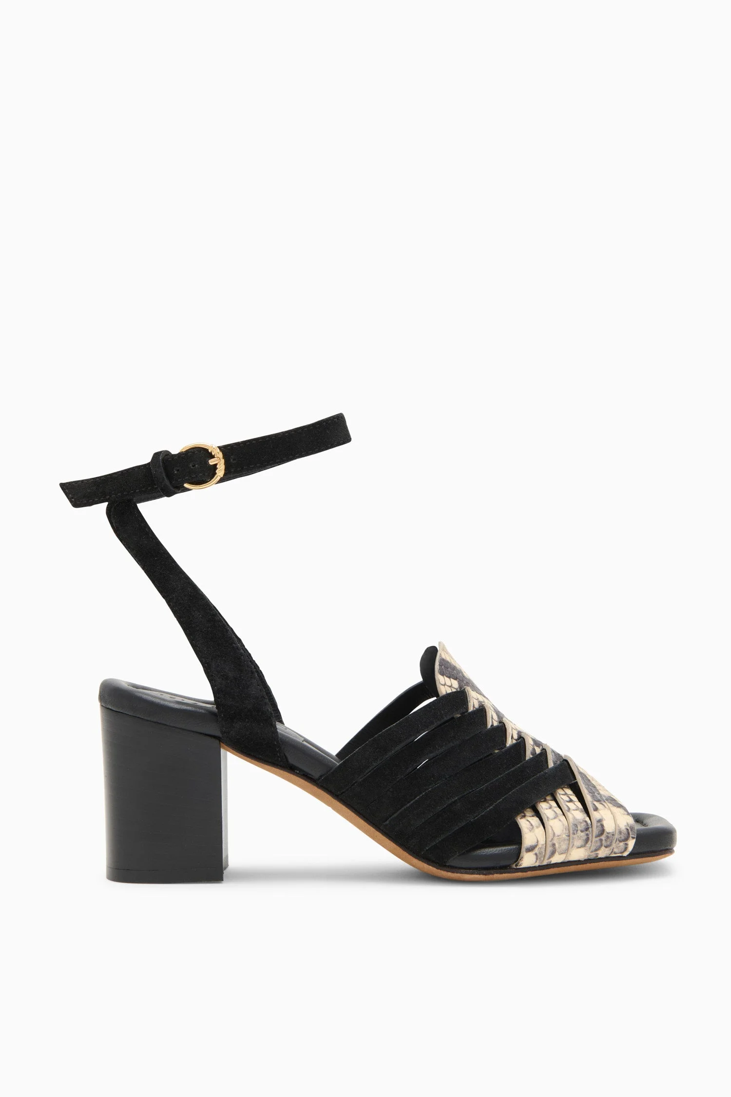 Ema Mid Heel - Noir Python Colorblock - Borderfree
