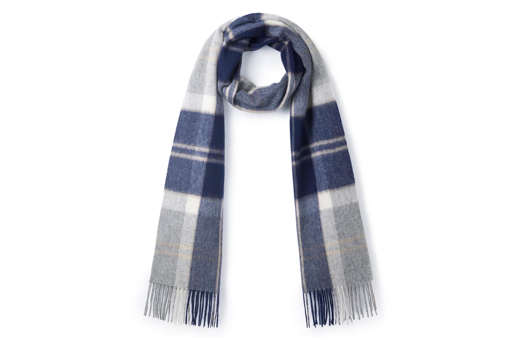 The Ashby Lambswool Scarf in Grey Check - Borderfree