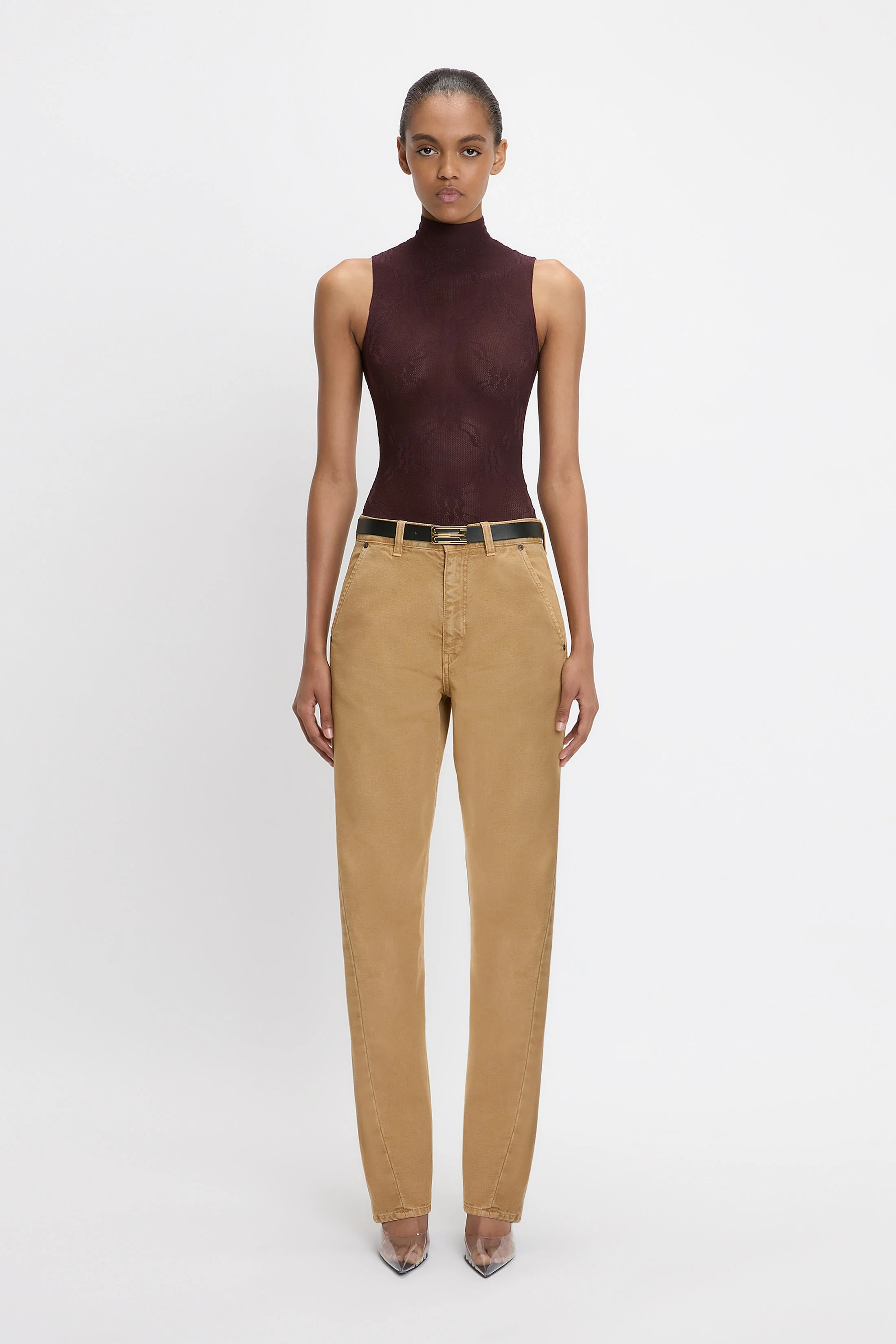 Twisted Slouch Jean In Beige - Borderfree