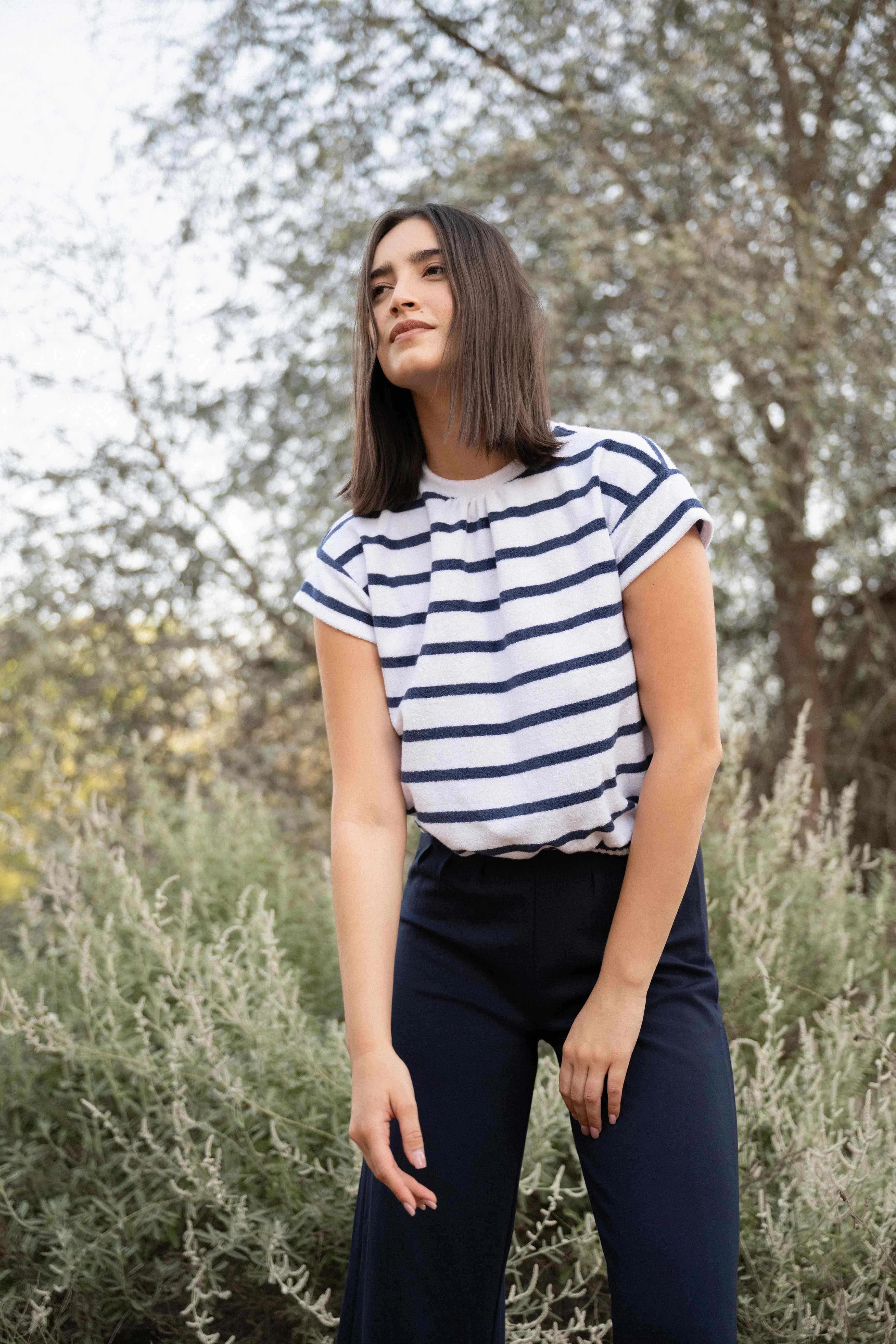 Terry cloth top WHITE STRIPE - Borderfree