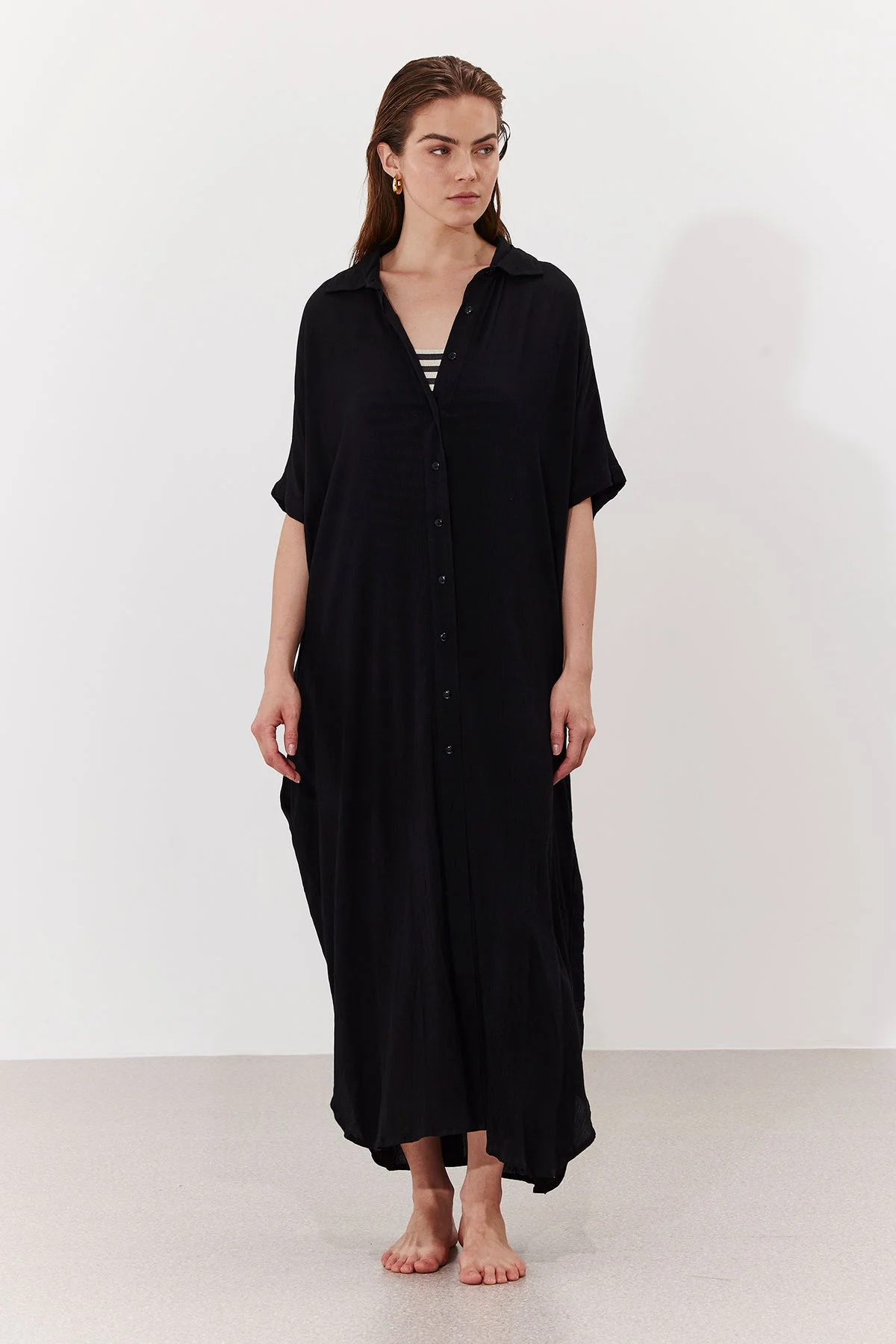 MARRAKESH GALABIA IN BLACK - Borderfree