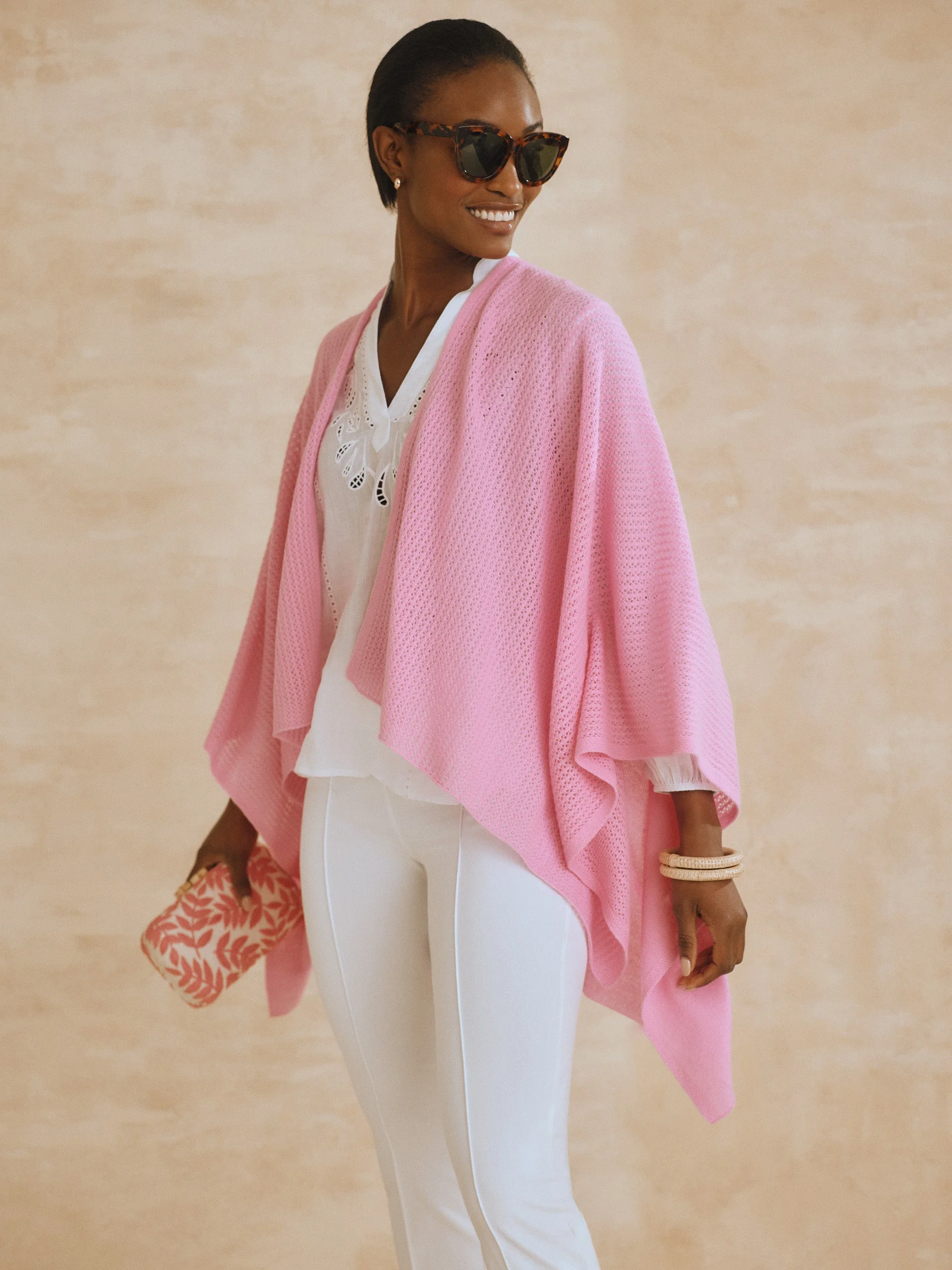 J.McLaughlin Women's Shelby Cashmere Wrap Peony - Borderfree