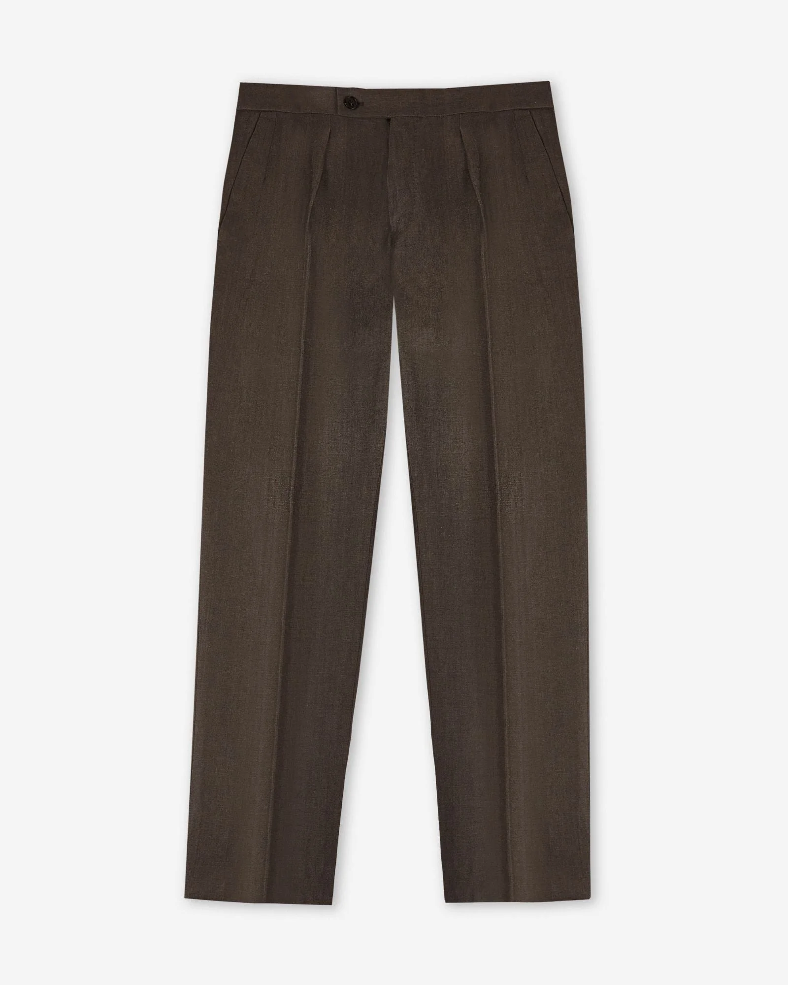 Tapered-fit linen, wool and silk trousers - Borderfree