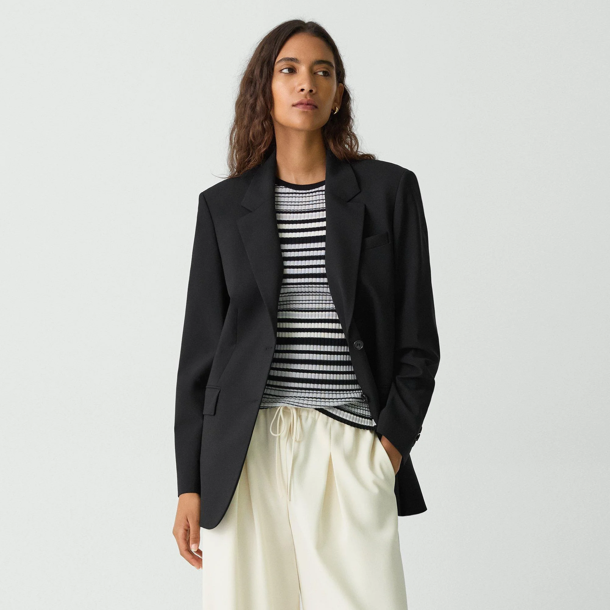 Relaxed Blazer in Stretch Wool - Borderfree