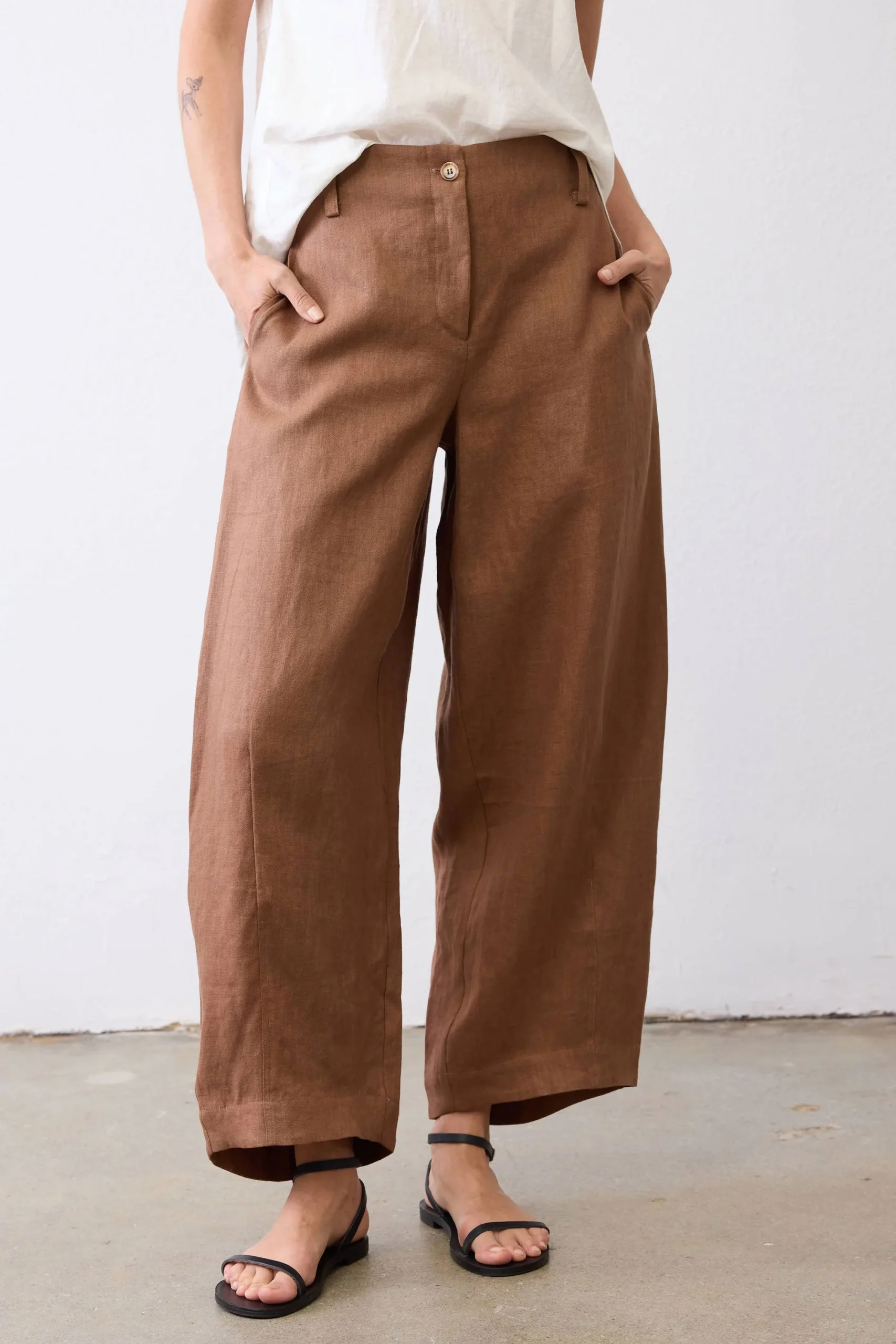 Carefree Wide Leg Linen Pants - Borderfree