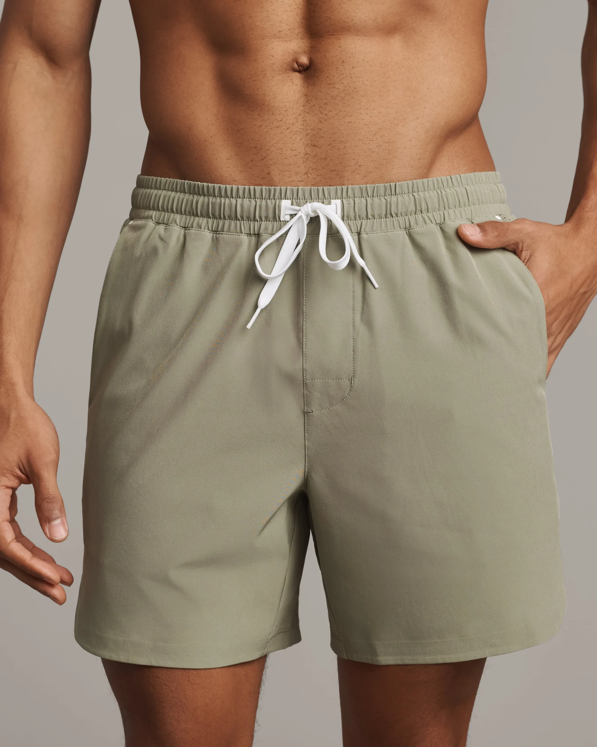 6" Deep End Short - Lined - Green Sage - Borderfree