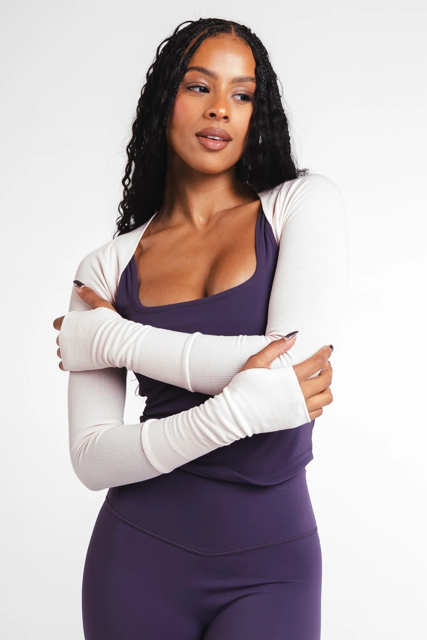 Vitality Easy Rib Shrug - Pearl - Borderfree